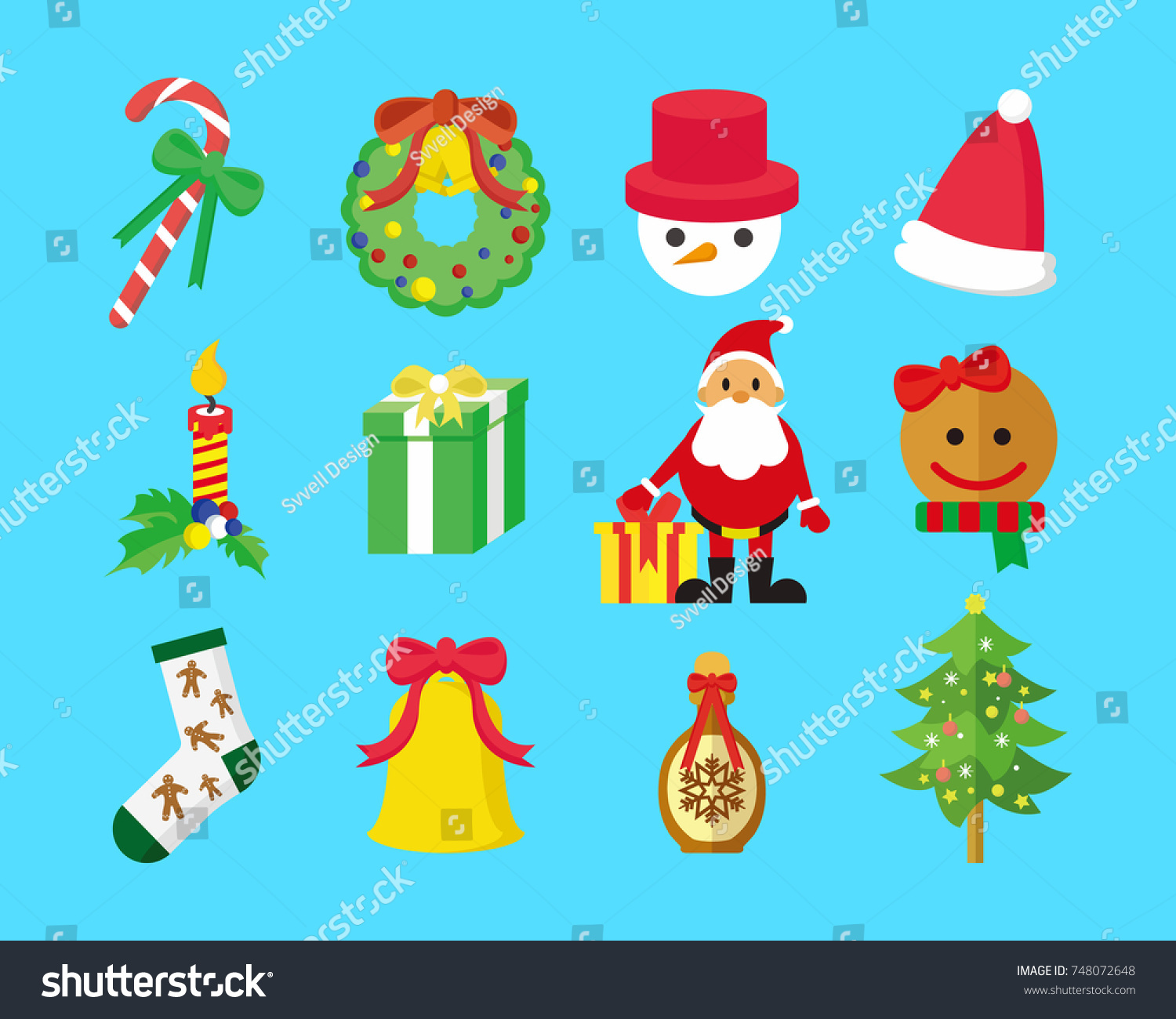 Cute Christmas Vector Illustration Pack Stock Vector (Royalty Free ...