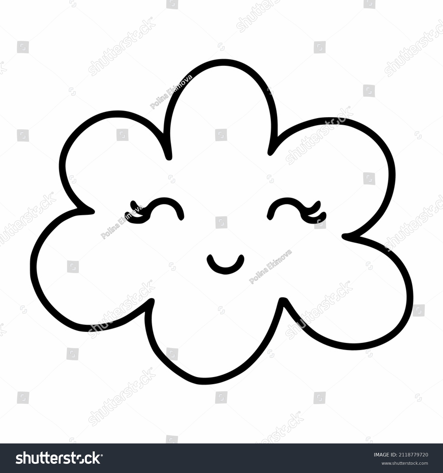Cute Cloud Smile Vector Doodle Illustration Stock Vector (Royalty Free ...