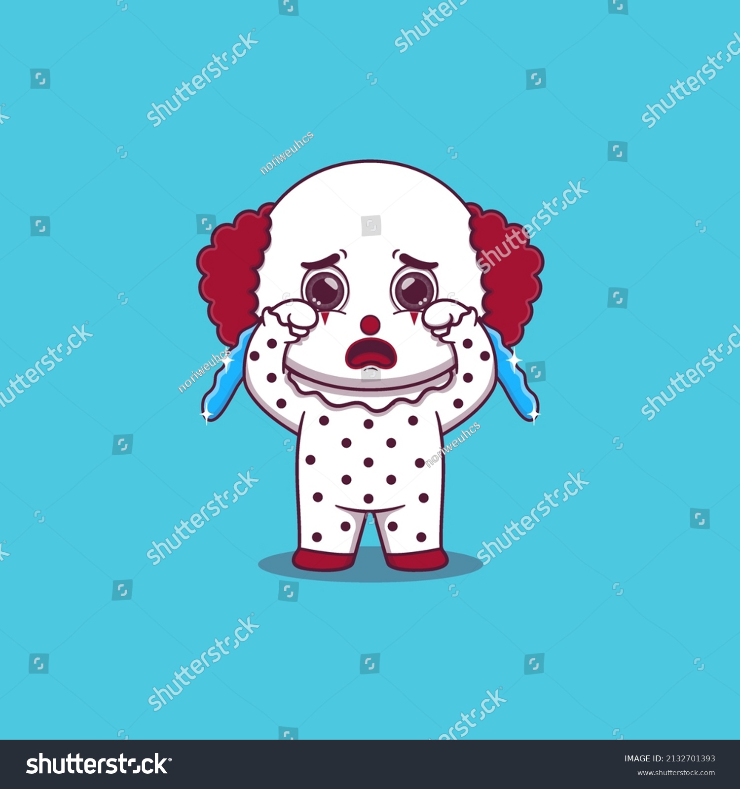 Cute Clown Crying Tears Stock Vector (Royalty Free) 2132701393 ...
