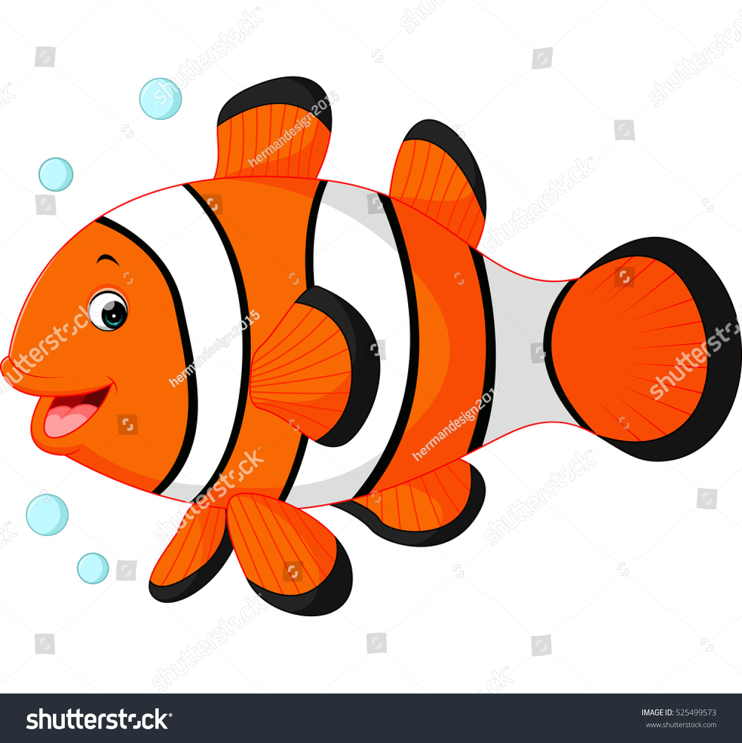 Cute Clown Fish Cartoon Stock Vector (Royalty Free) 525499573