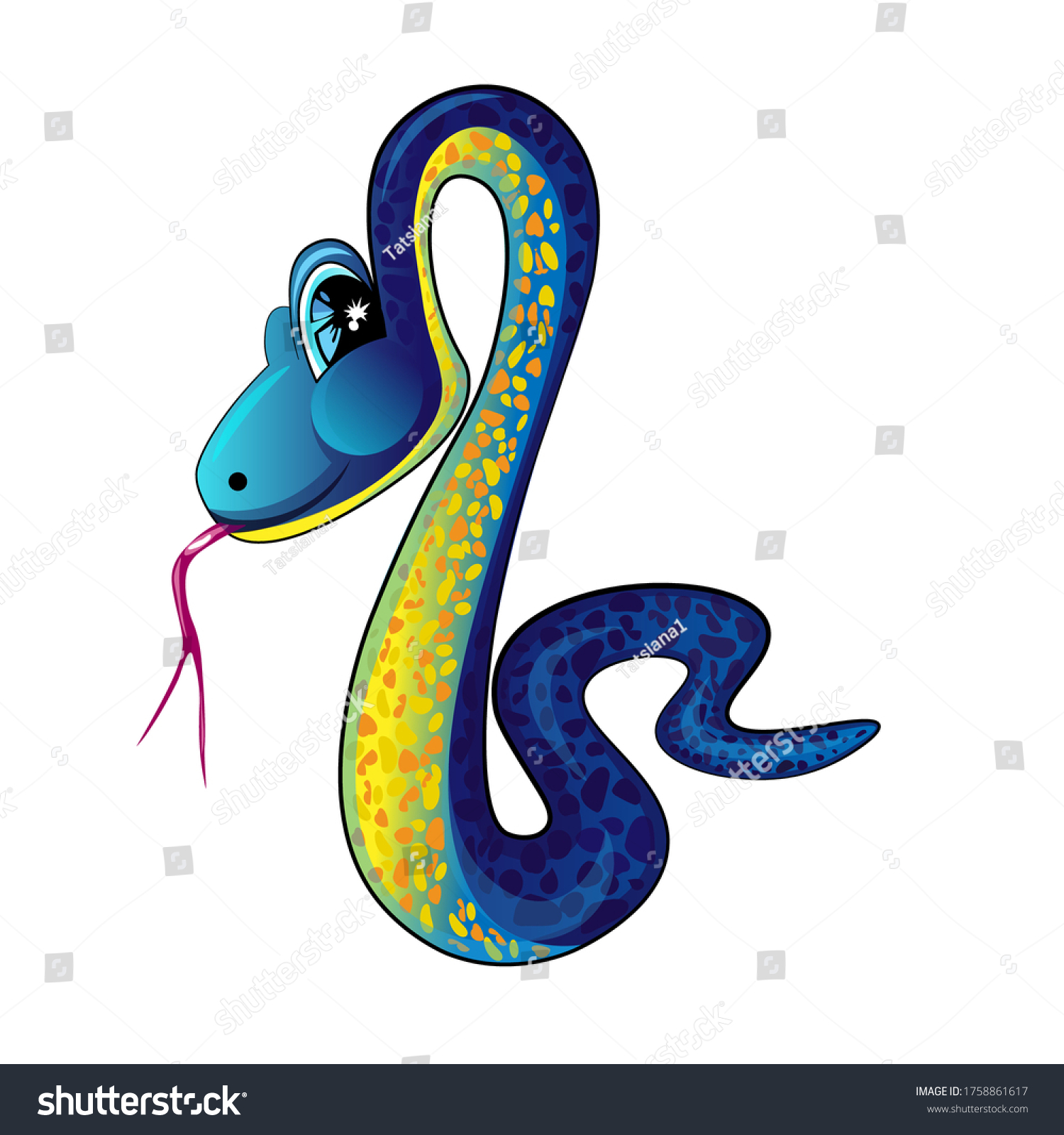 Cute Colored Snake Vector On Transparent Stock Vector (Royalty Free ...