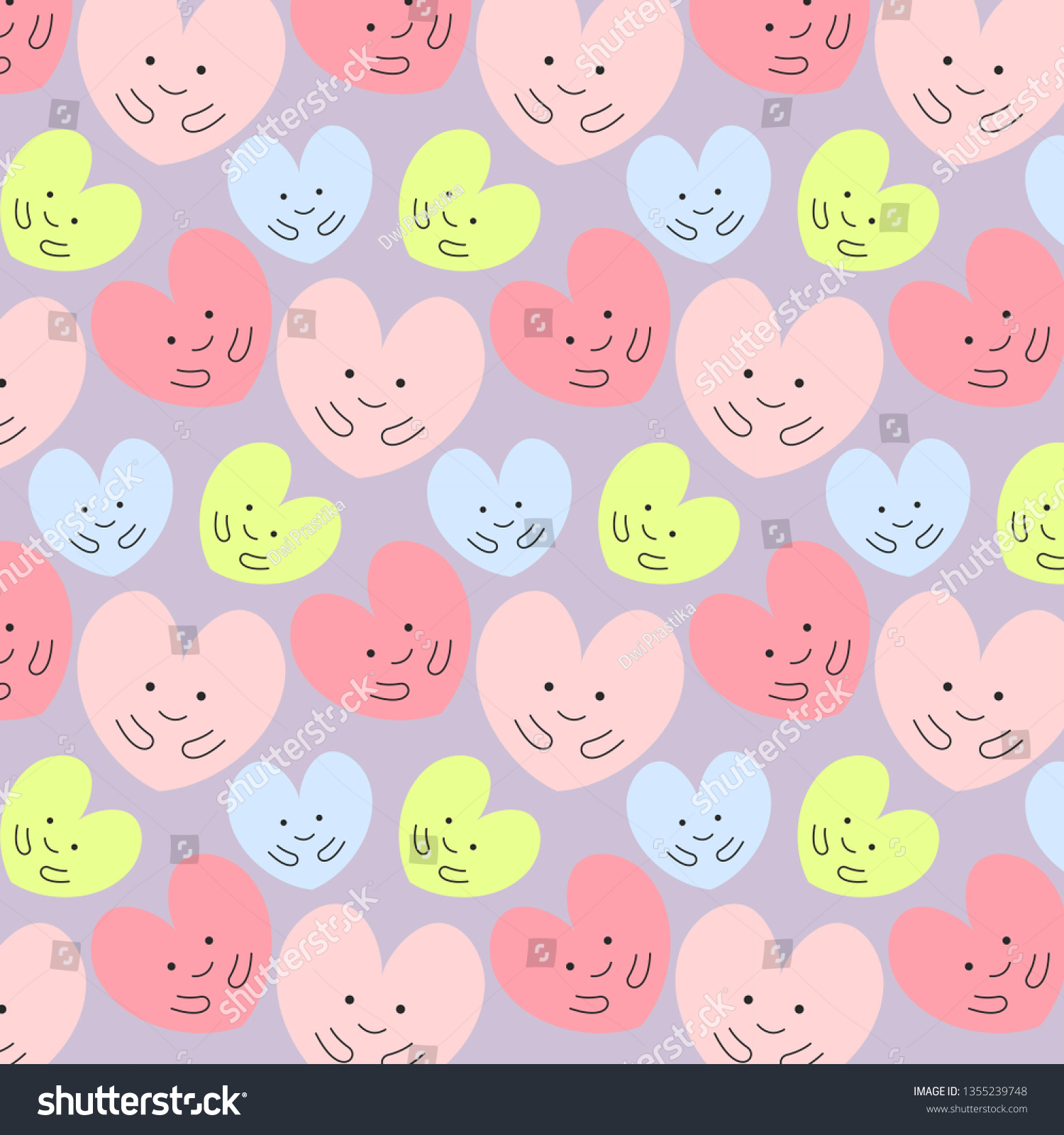 Cute Colorful Heart Pattern Stock Vector (Royalty Free) 1355239748