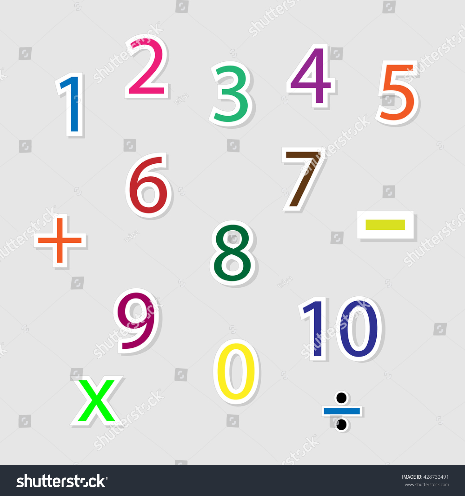 Cute Colorful Number Vector Stock Vector 428732491 - Shutterstock