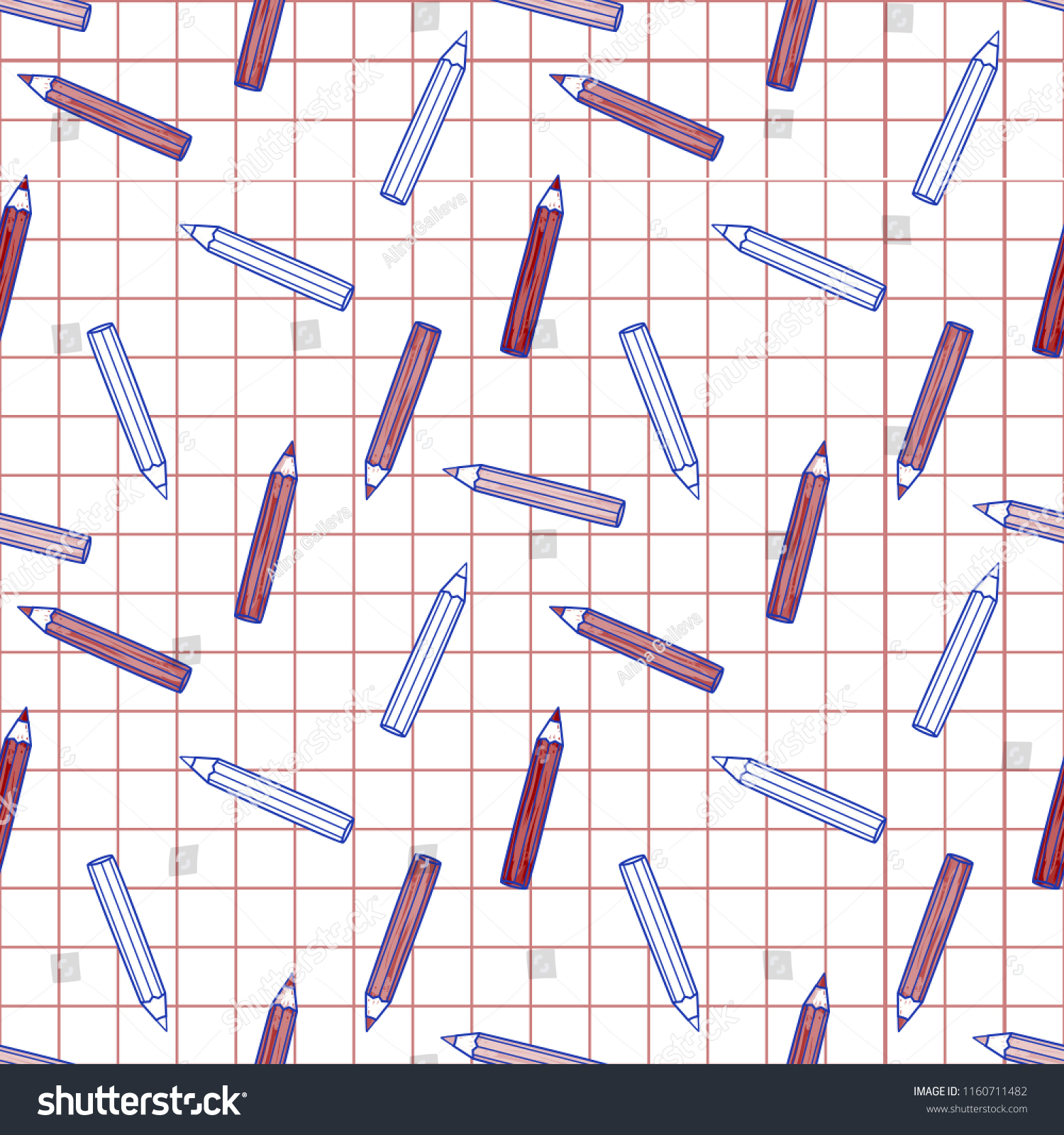 Cute Colorful Pen Pattern On Checked Stock Vector (Royalty Free ...