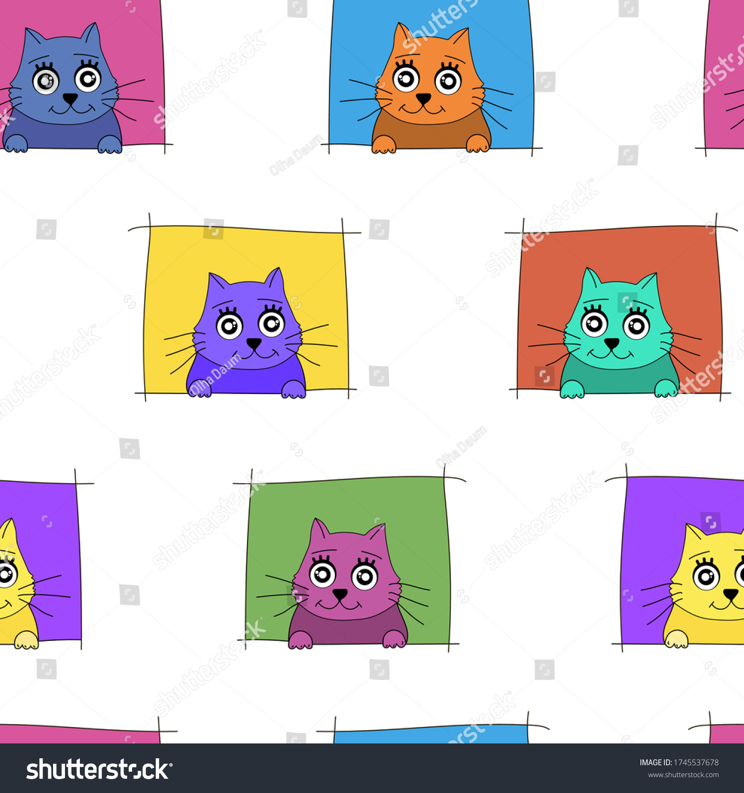 Cute Colorfull Cats Vector Cartoon Illustration Stock Vector (Royalty ...