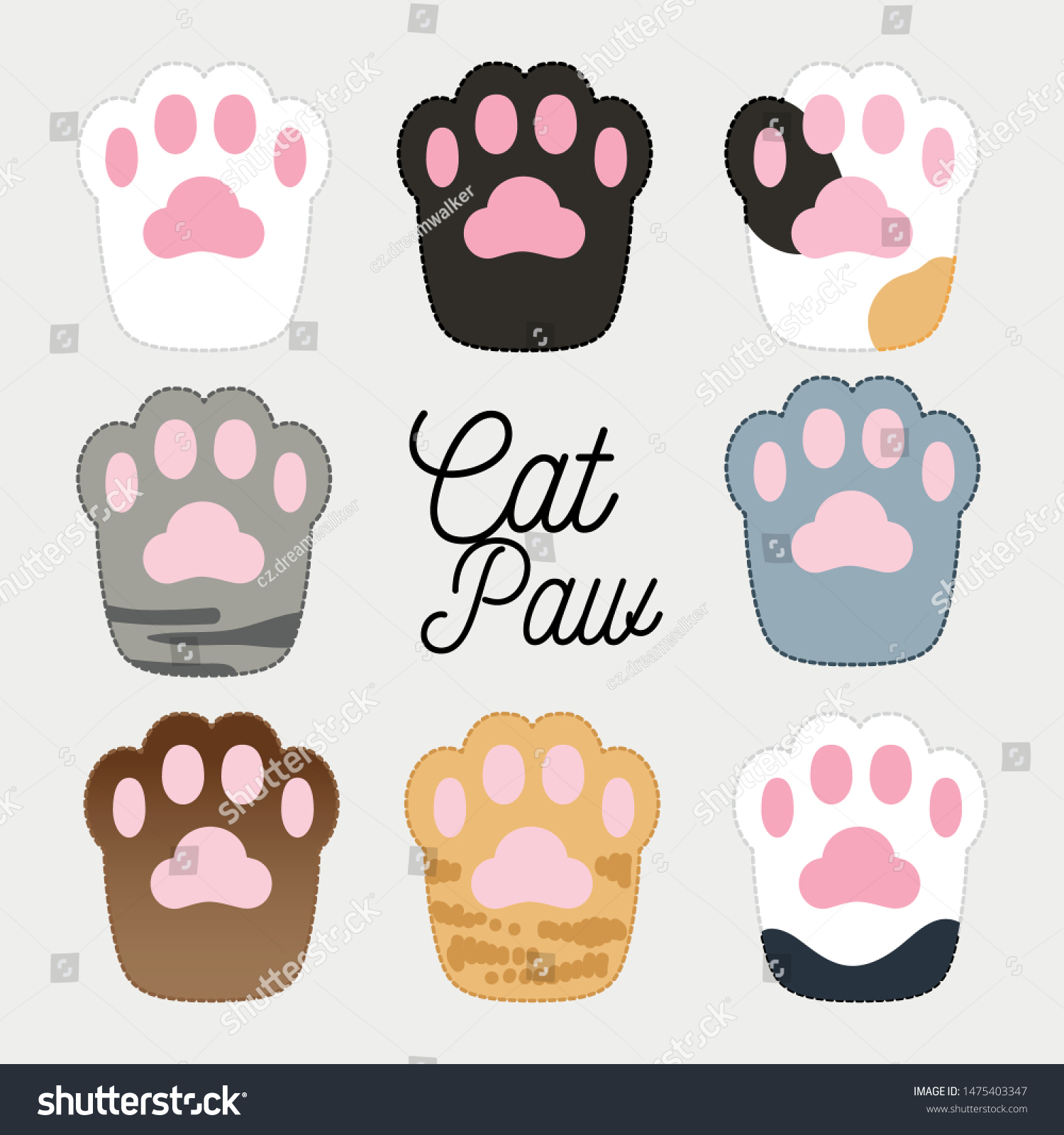 Cute Comic Cat Paws Illustration Collection Stock Vector (Royalty Free ...