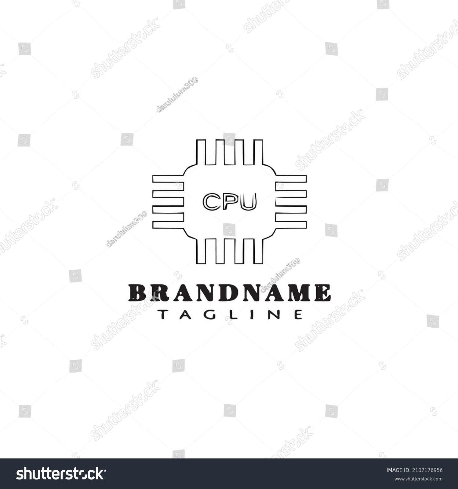 Cute Computer Cpu Logo Icon Design Stock Vector (Royalty Free ...