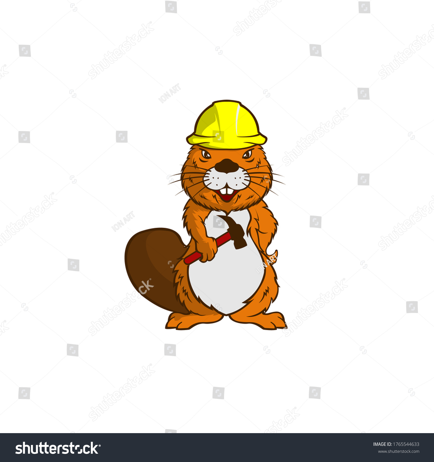 Cute Construction Beaver Illustration Vector Stock Vector (Royalty Free ...