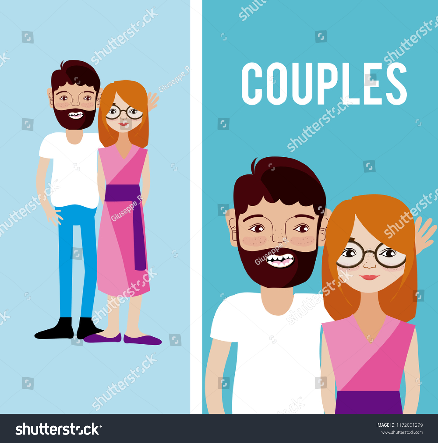 Cute Couples Cartoons Stock Vector (Royalty Free) 1172051299 | Shutterstock