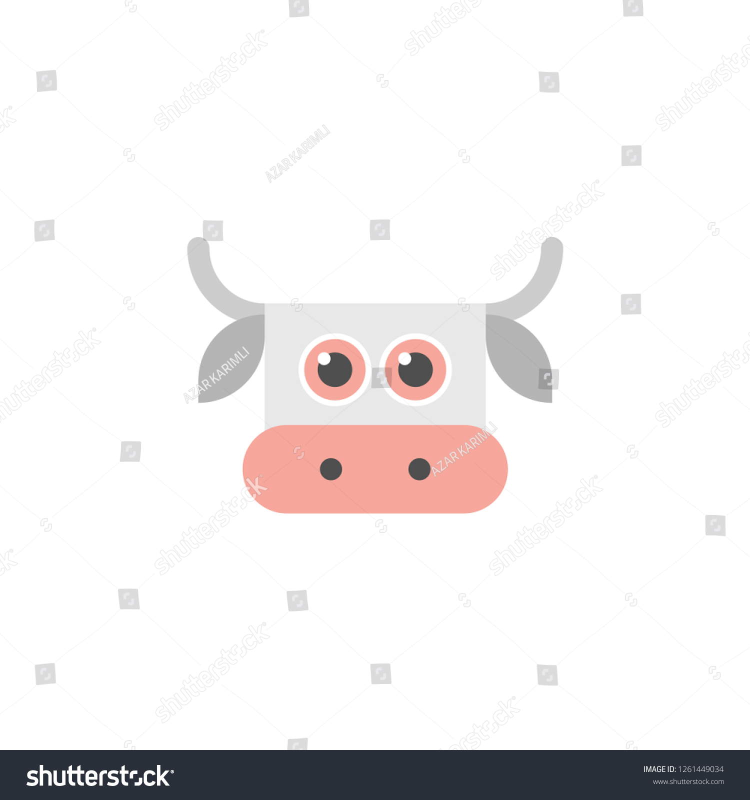Cute Cow Face Cartoon Vector: стоковая векторная графика (без ...