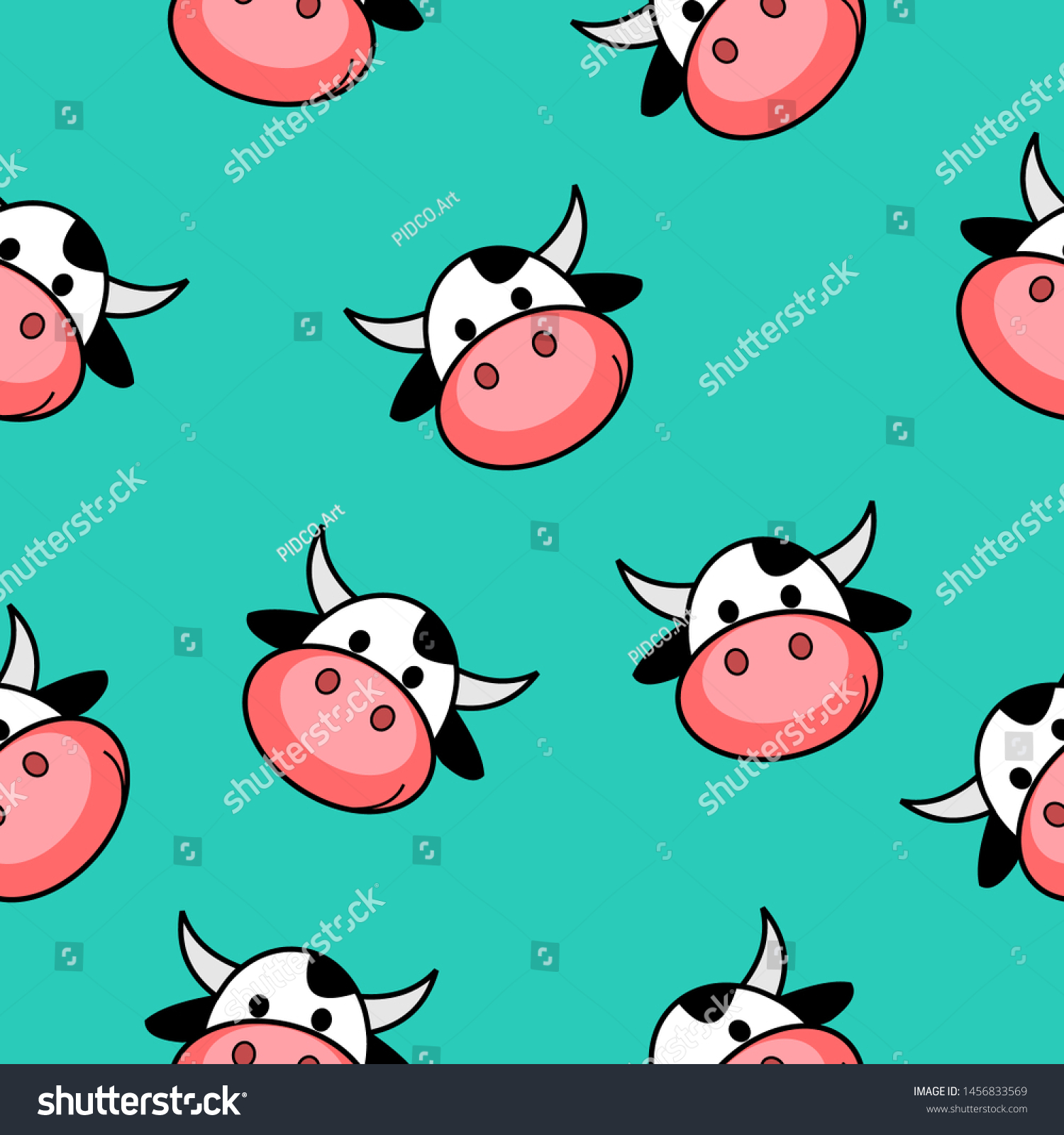 Cute Cow Head Background Design Seamless Stock Vector (Royalty Free ...