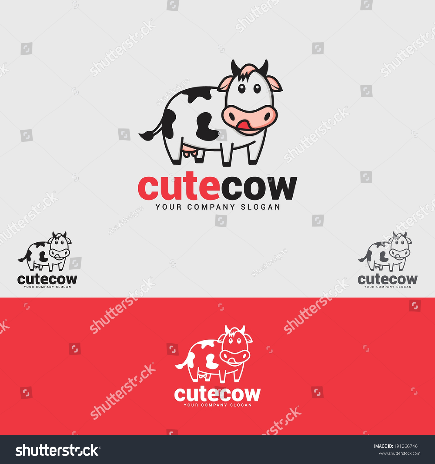 Cute Cow Logo Design Vector Template Stock Vector (Royalty Free ...