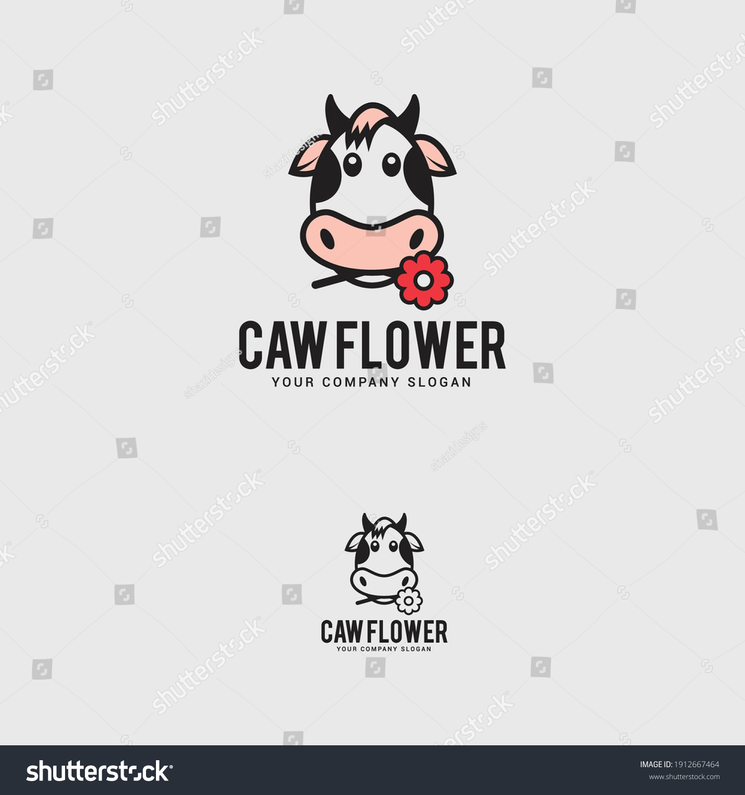 Cute Cow Logo Design Vector Template Stock Vector (Royalty Free ...