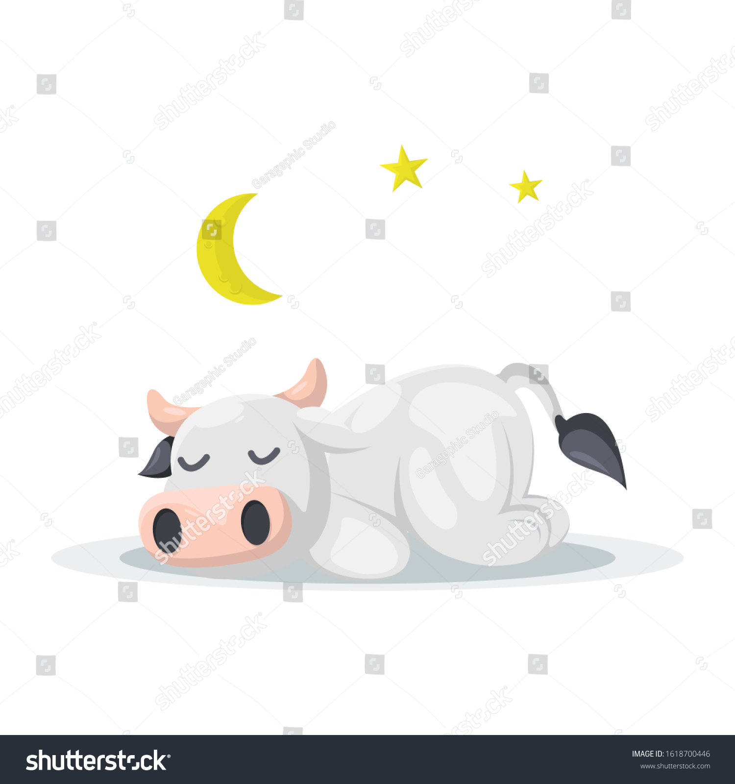 Cute Cow Sleeping Cartoon Vector: vector de stock (libre de regalías ...