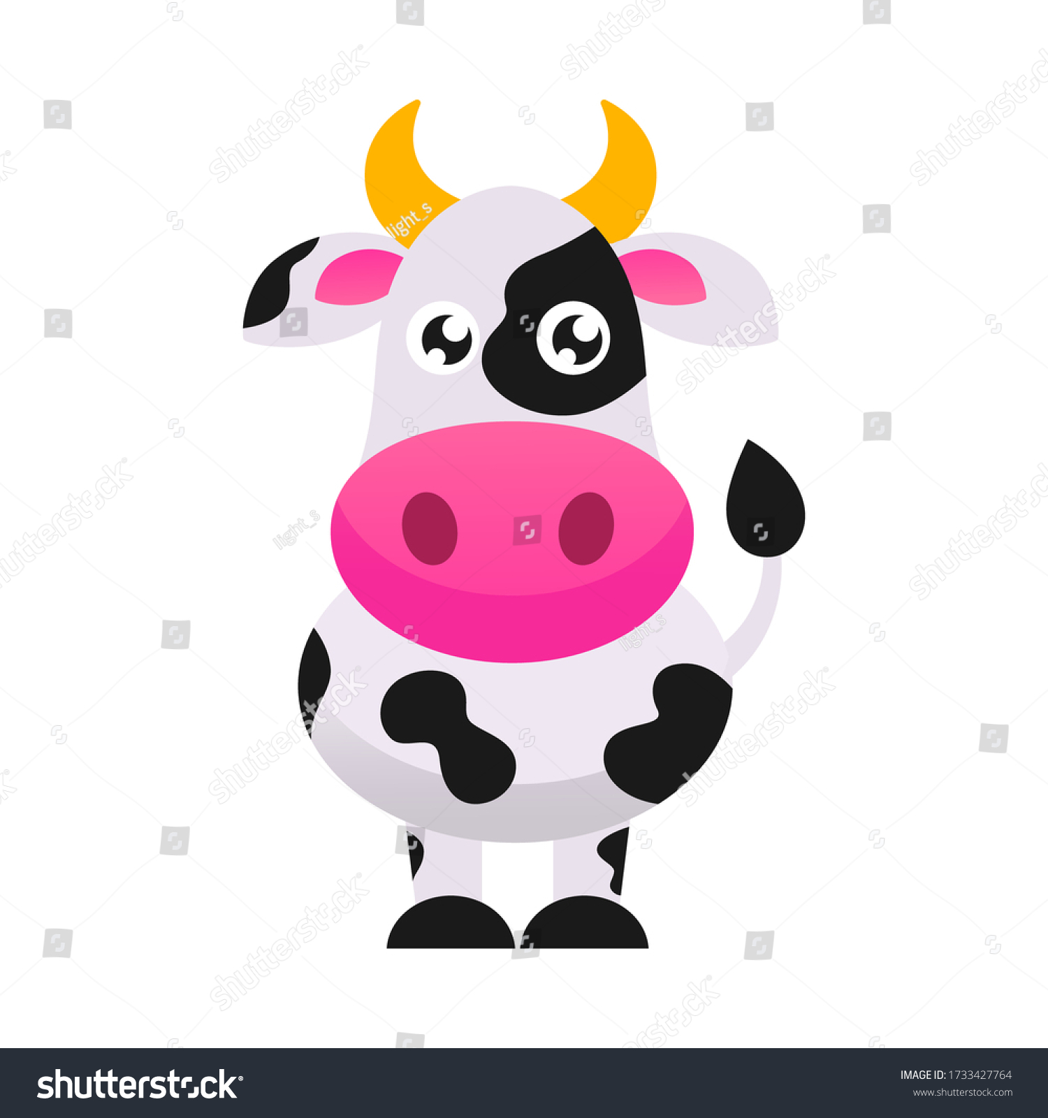 Cute Cow Vector Flat Illustration Stock Vector (Royalty Free ...