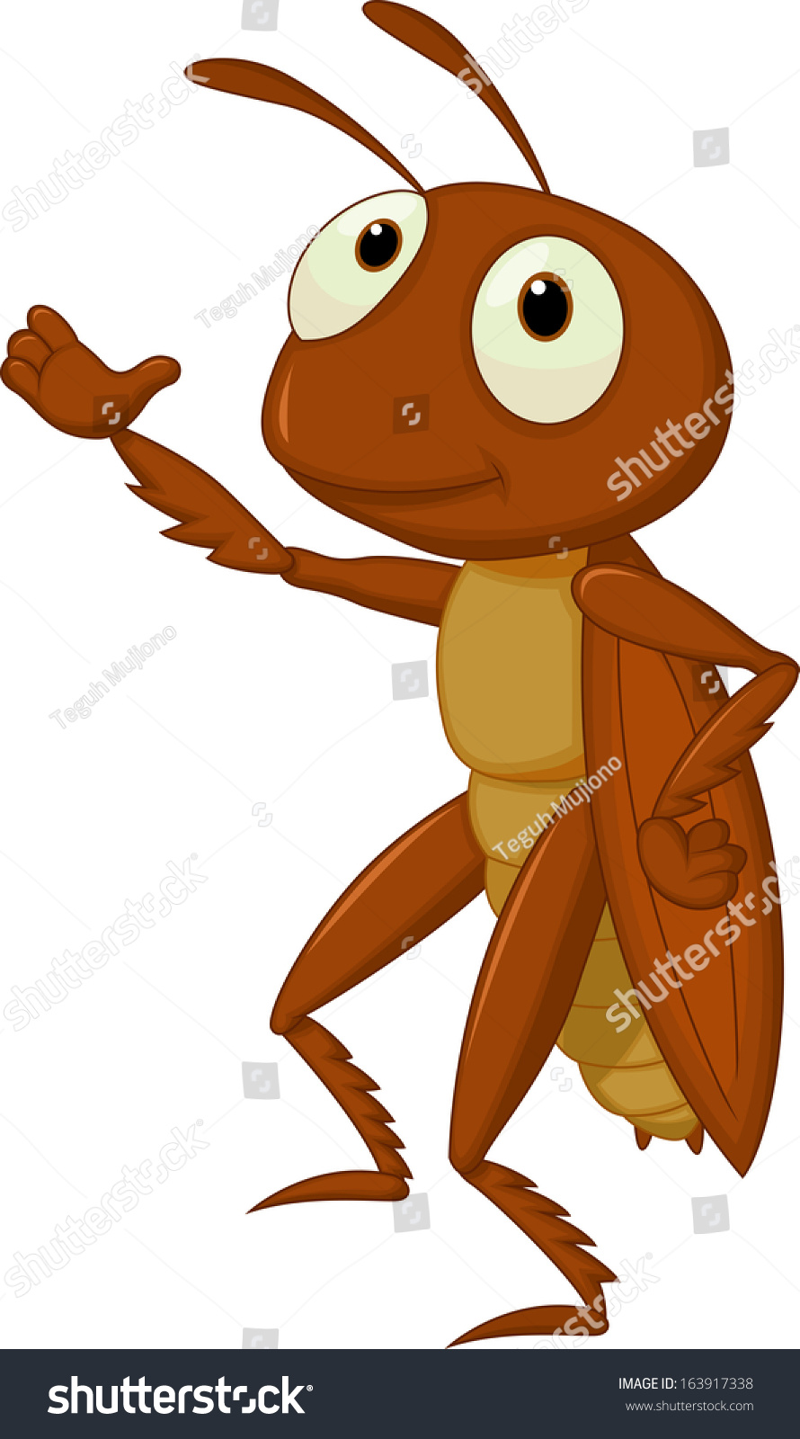 Cute Cricket Cartoon Presenting Stock Vector (Royalty Free) 163917338