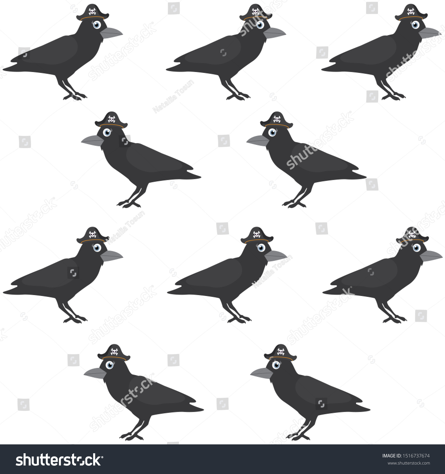 Cute Crow Bird Vector Illustration Stock Vector (Royalty Free) 1516737674