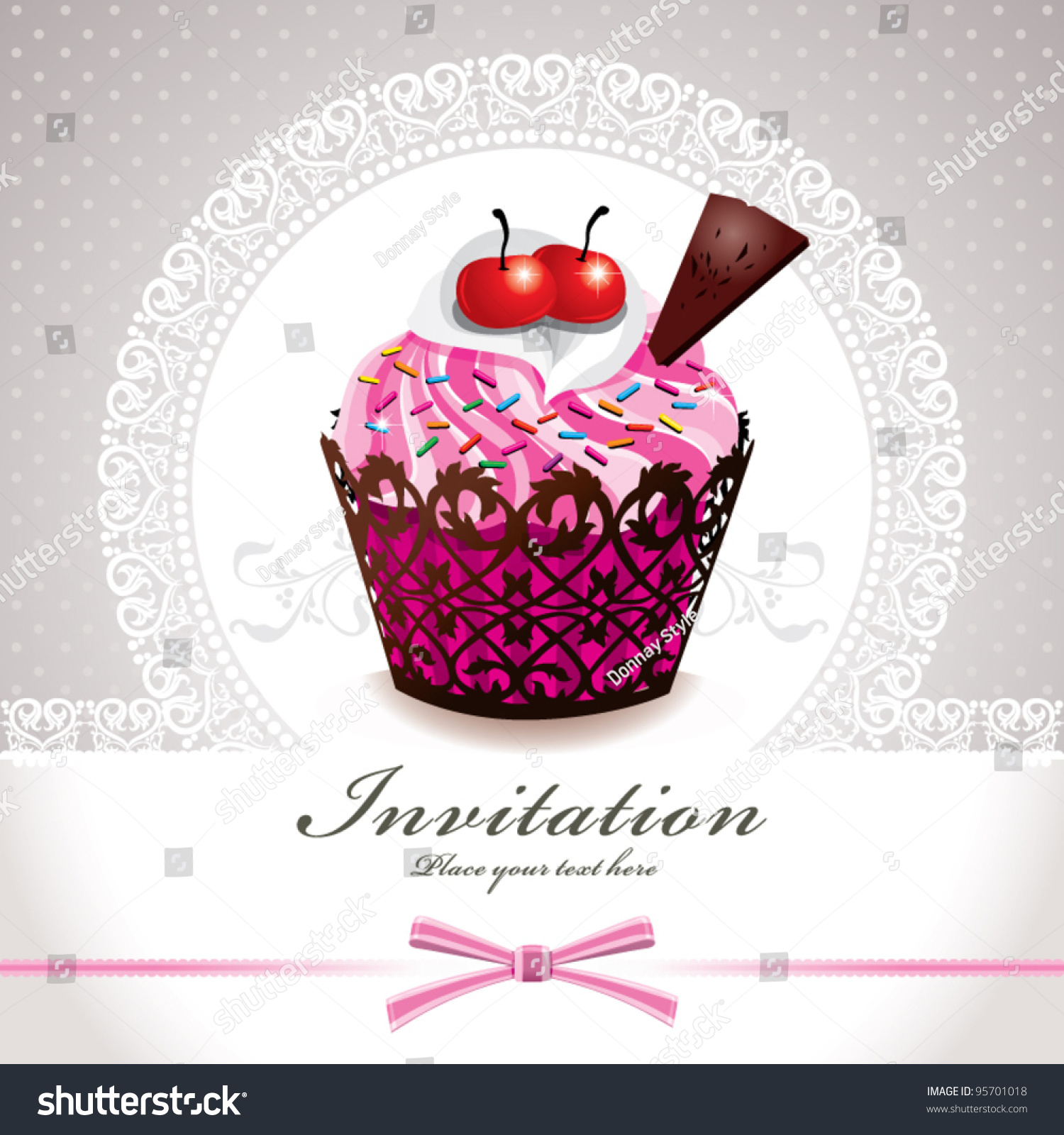 Cute Cup Cake Design Stock Vector (Royalty Free) 95701018