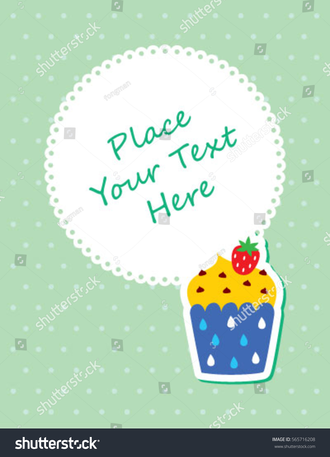 Cute Cupcake Message Card Stock Vector (Royalty Free) 565716208 ...