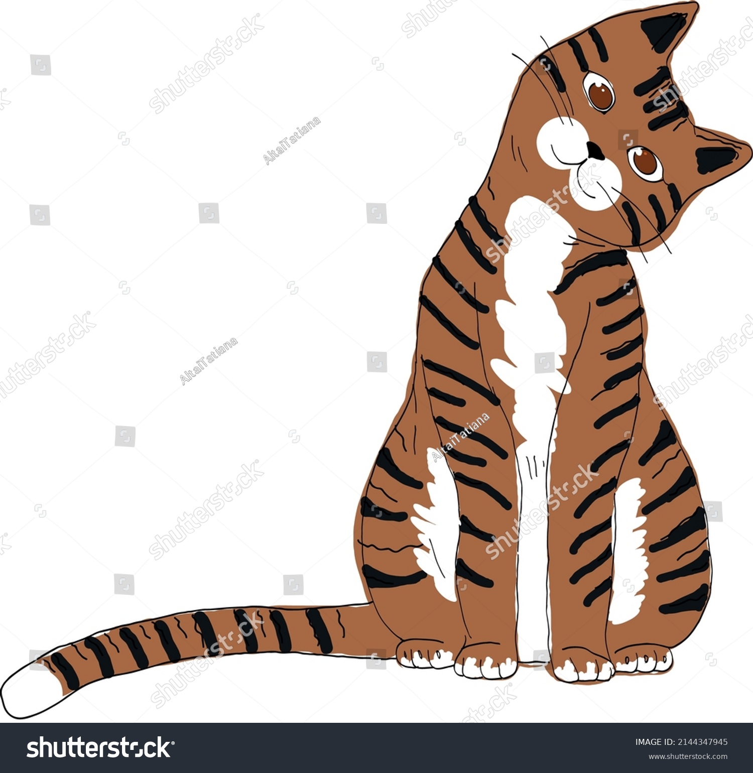 Cute Cute Brown Cat Stripes Vector Stock Vector (Royalty Free ...