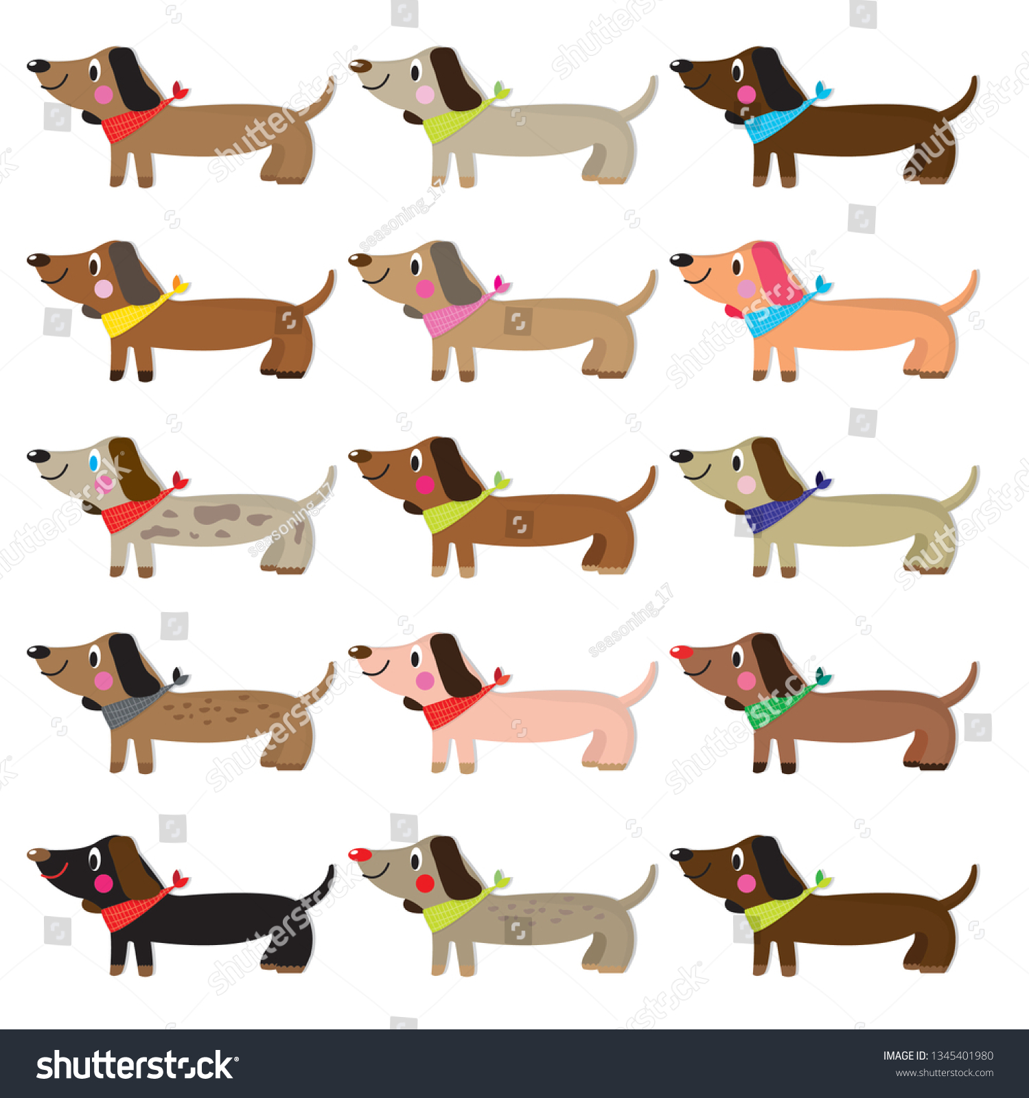 Cute Dachshund Vectorvector Pattern Dachshund Stock Vector (Royalty ...