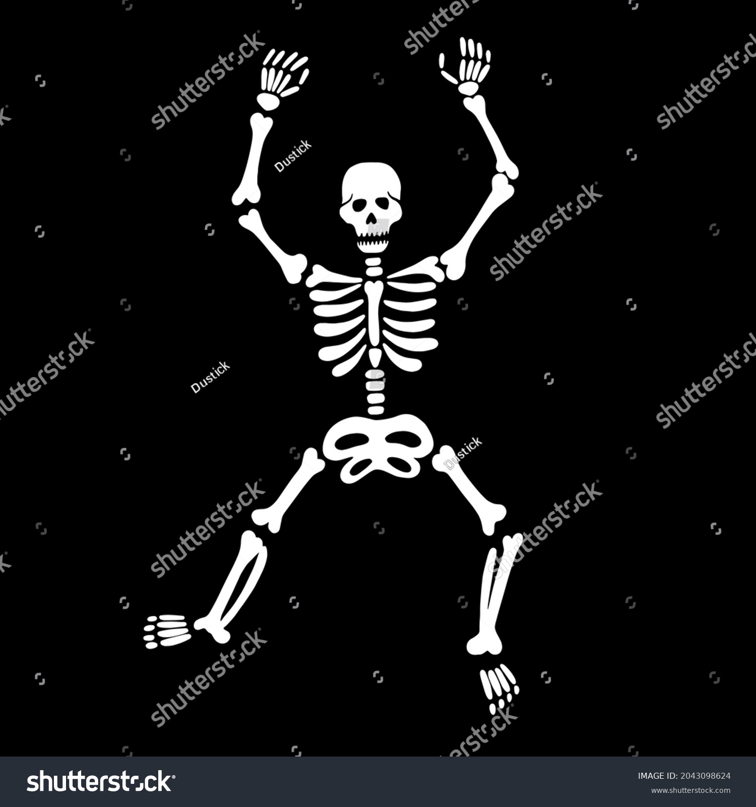 Cute Dancing Skeleton On Black Background Stock Vector (Royalty Free ...