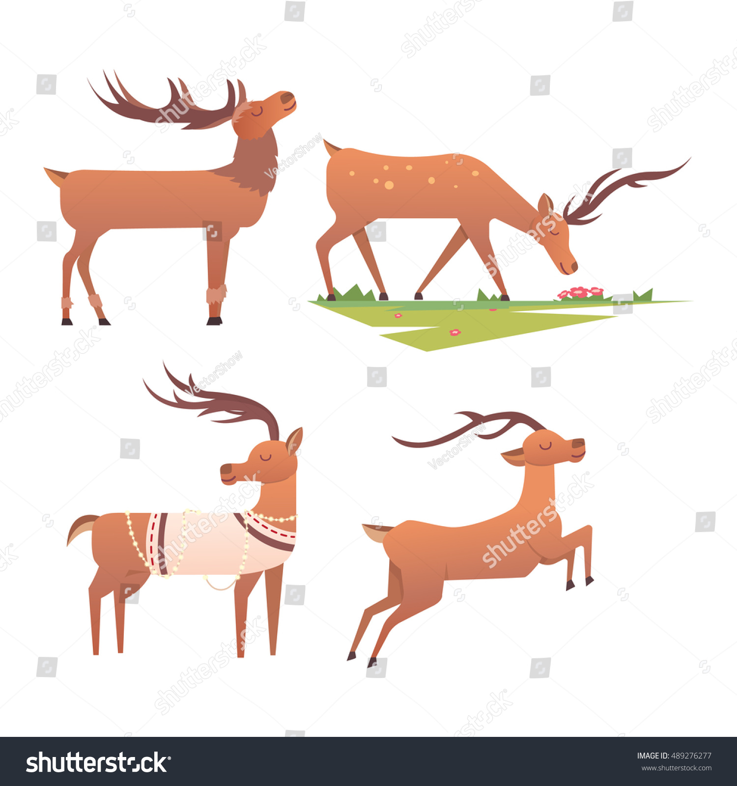 Cute Deer Cartoon Comic Wild Vector Stock Vector (Royalty Free ...
