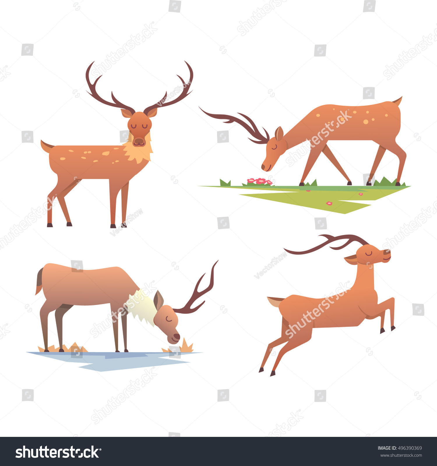 Cute Deer Cartoon Comic Wild Vector Stock Vector 496390369 - Shutterstock
