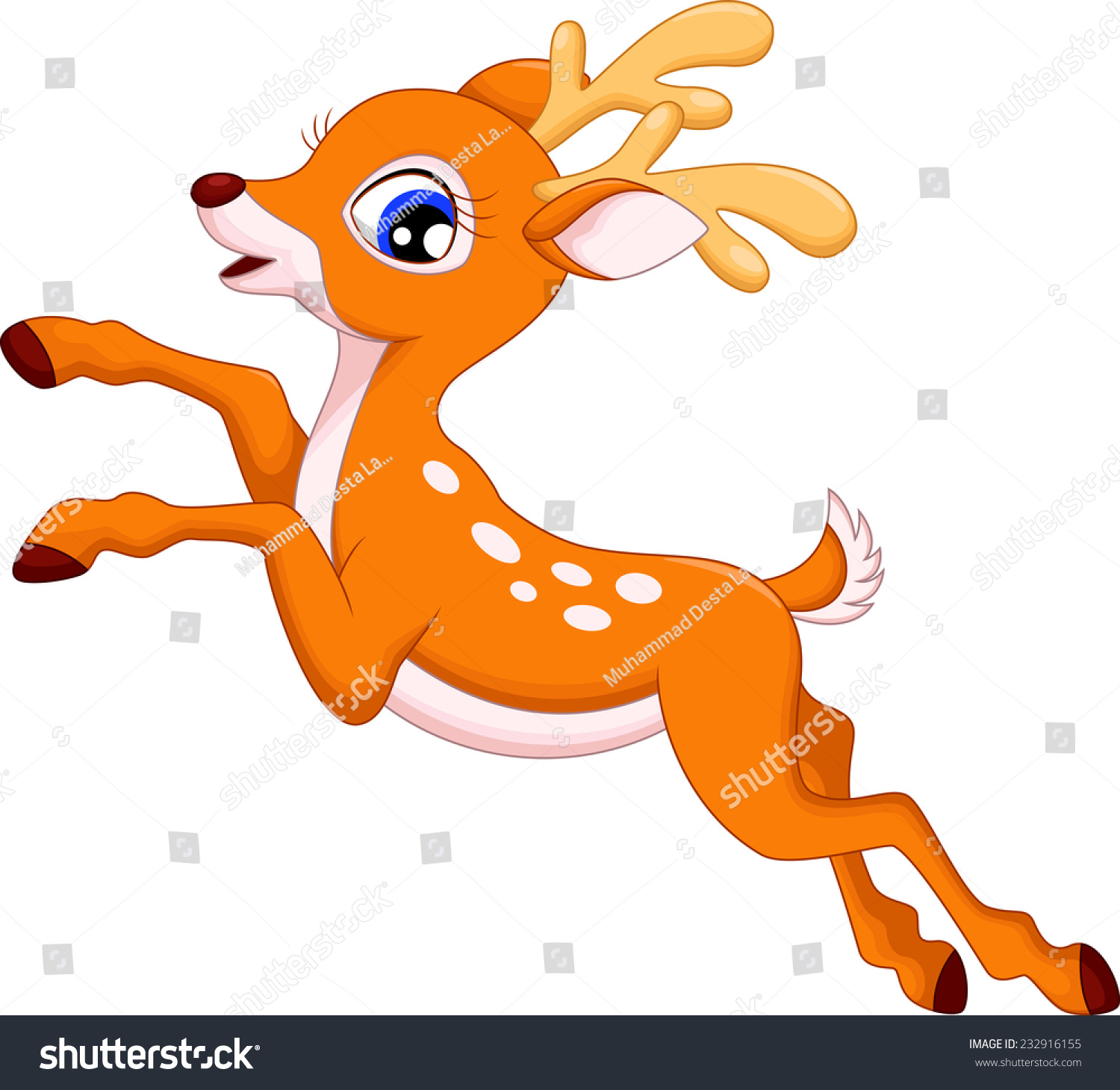 Cute Deer Cartoon Jumping Stock Vector (Royalty Free) 232916155 ...