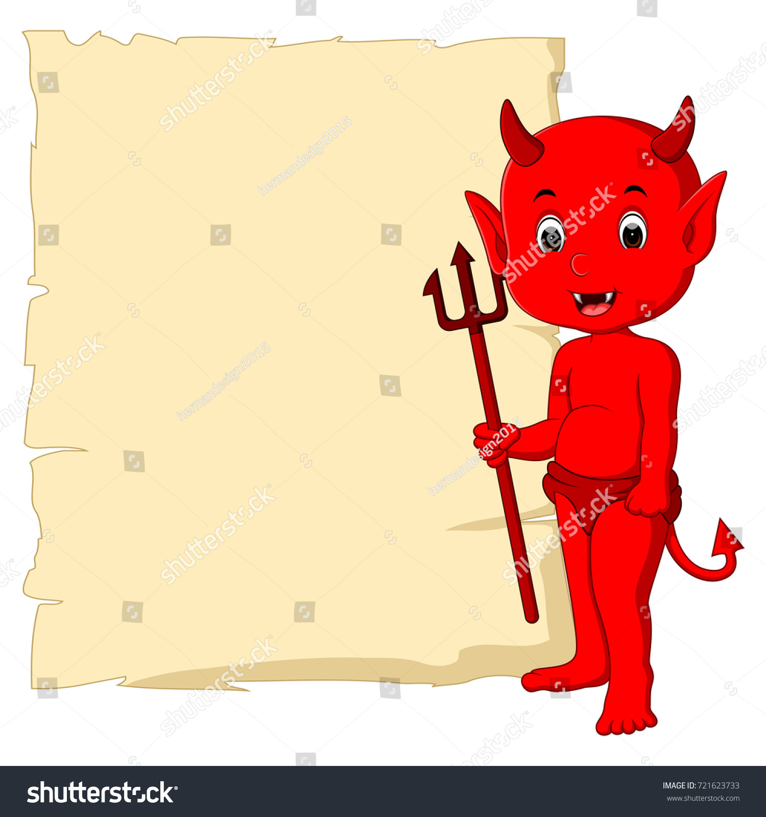 Cute Devil Cartoon Blank Sign Stock Vector (Royalty Free) 721623733