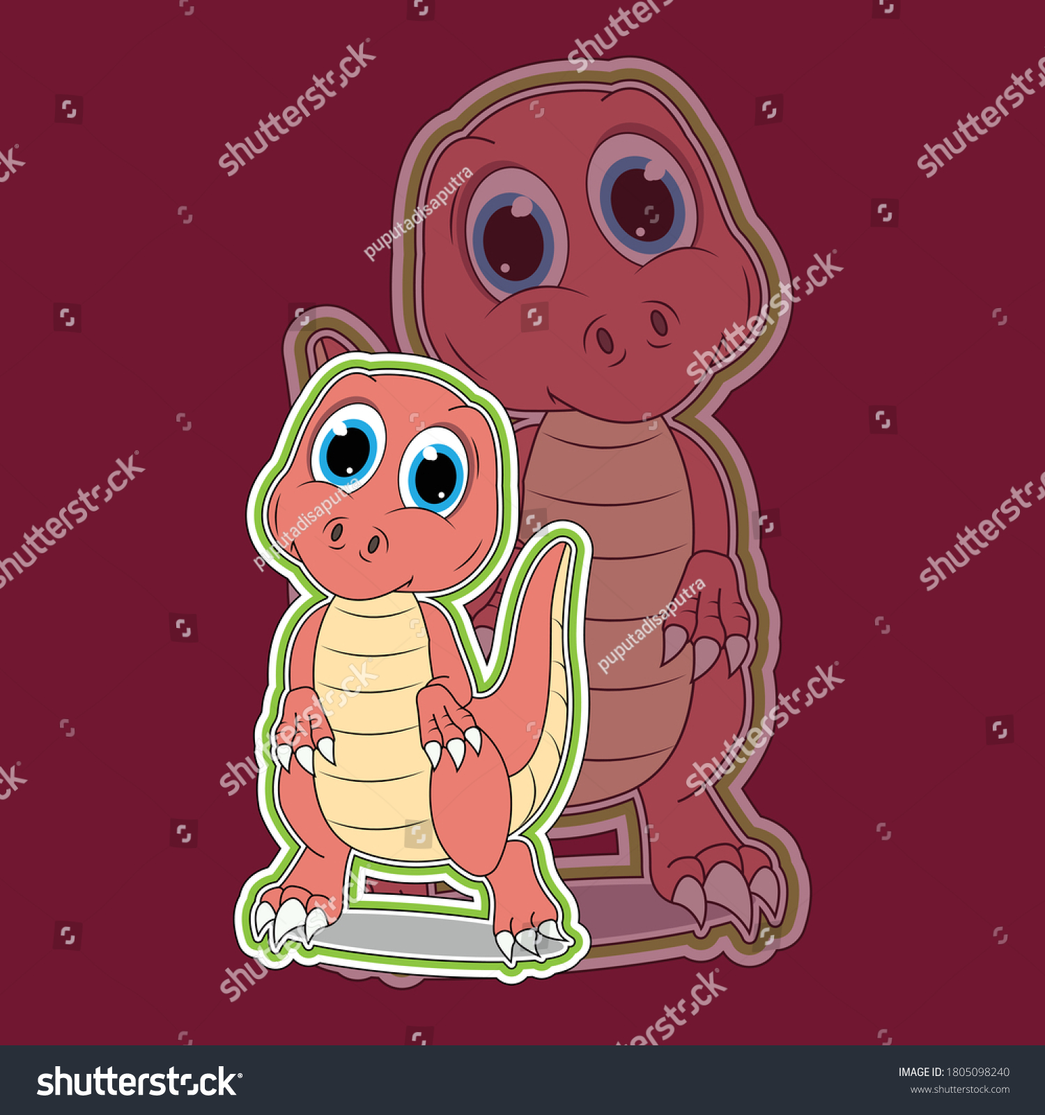 Cute Dinosaur Cartoon Simple Vector Illustration Stock Vector (Royalty ...