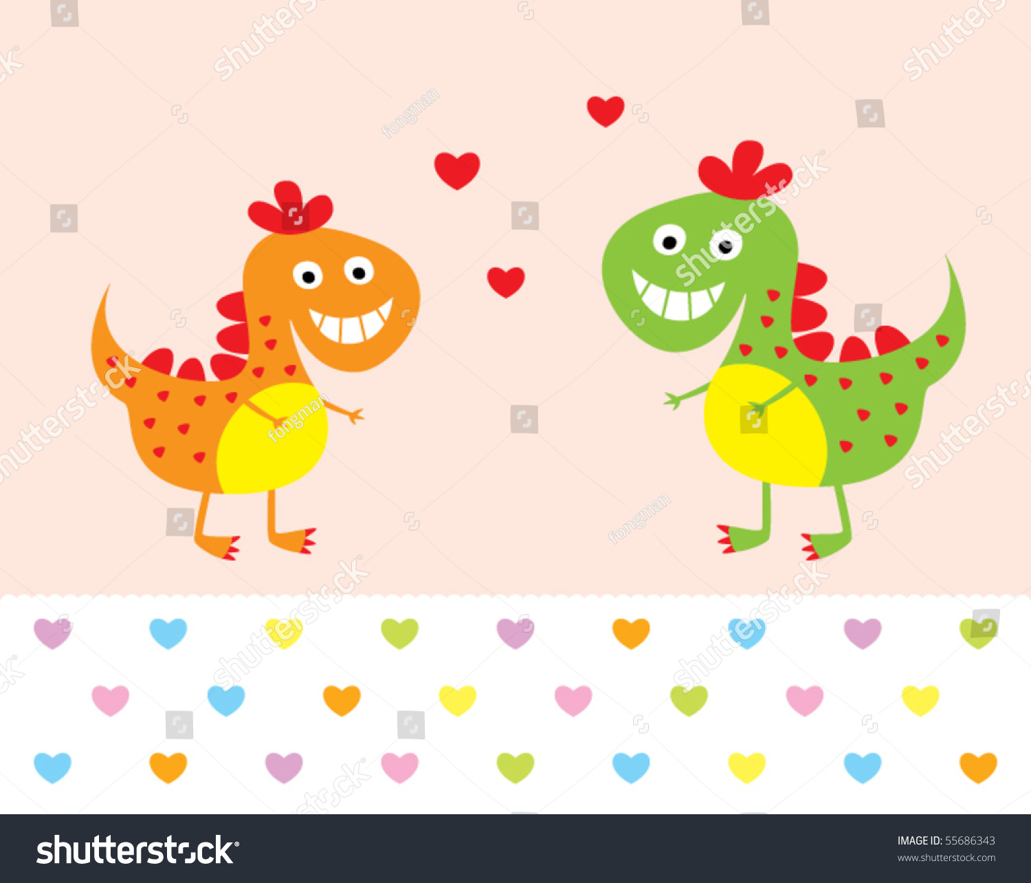 Cute Dinosaur Couple Stock Vector (Royalty Free) 55686343