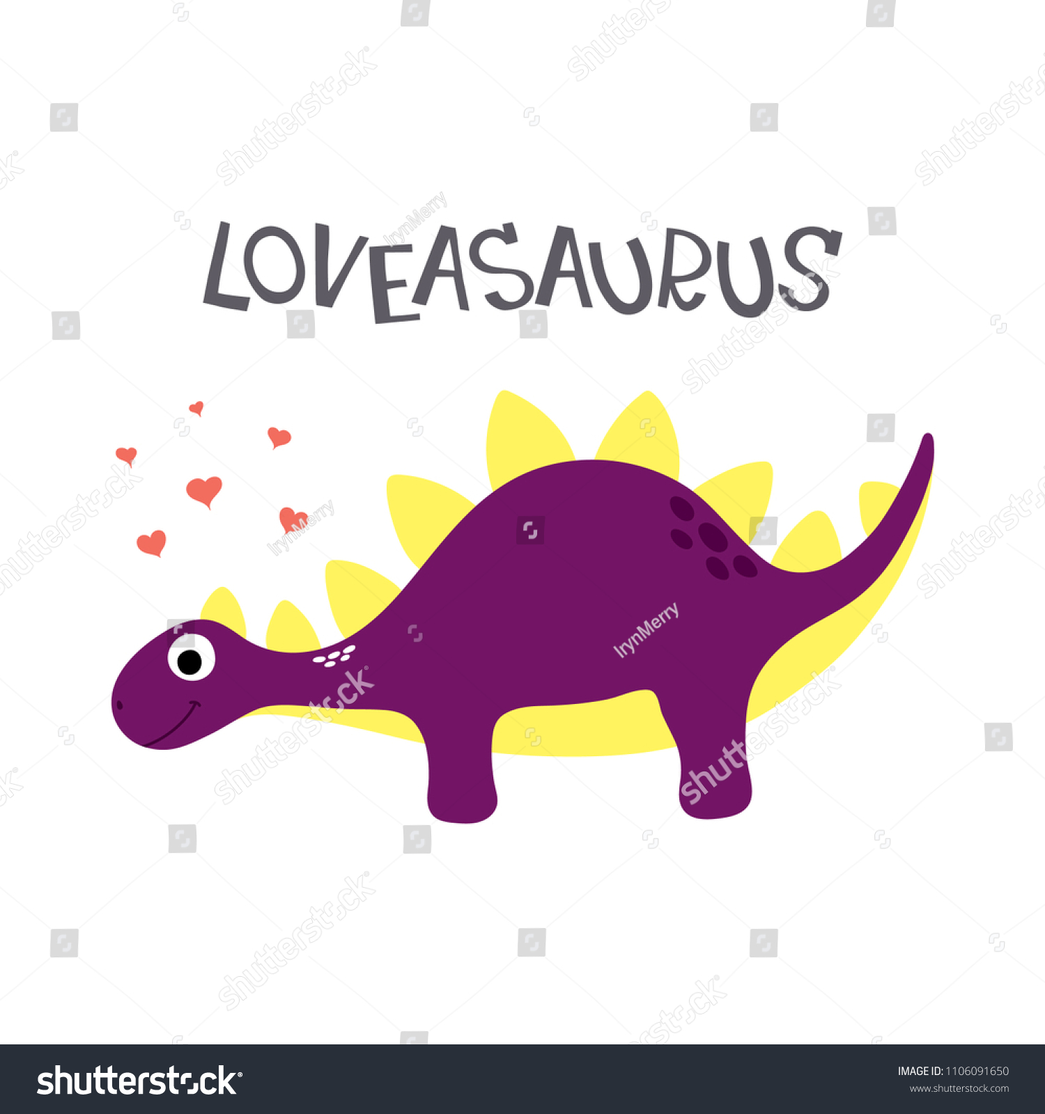 Cute Dinosaur Loveasaurus Vector Illustration Stock Vector (Royalty ...