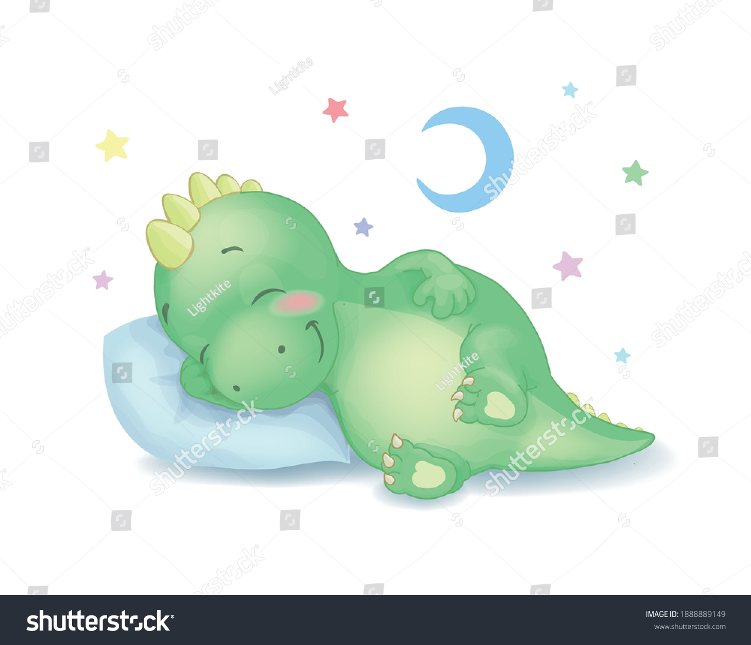 Cute Dinosaur Sleeping Vector Illustration Stock Vector (Royalty Free ...