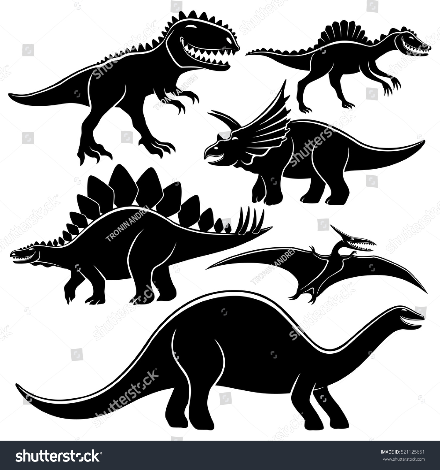 Un conjunto de dinosaurios bien escogidos.: vector de stock (libre de ...