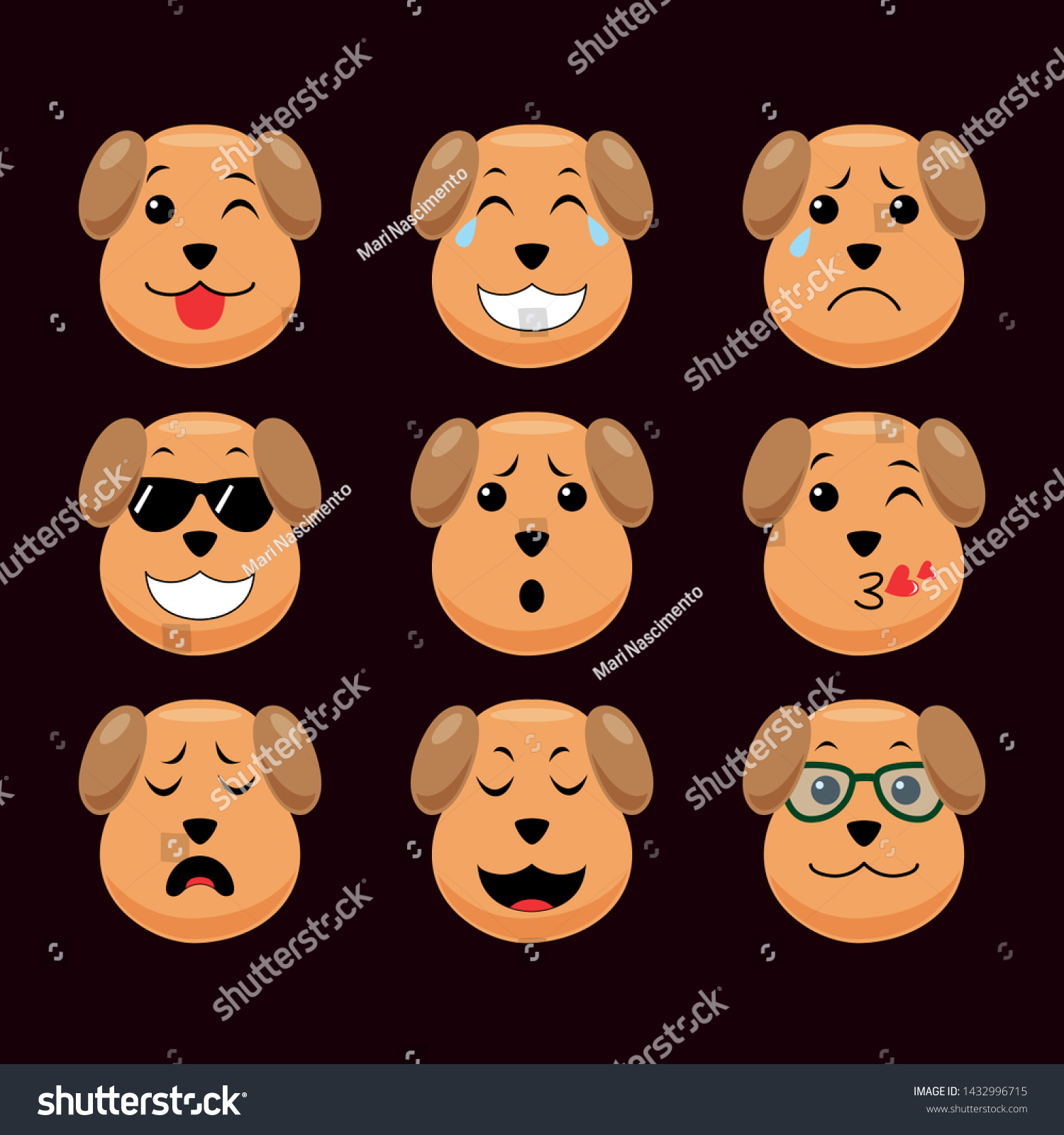 Cute Dog Emoticon Vector Set: เวกเตอร์สต็อก (ปลอดค่าลิขสิทธิ์ ...
