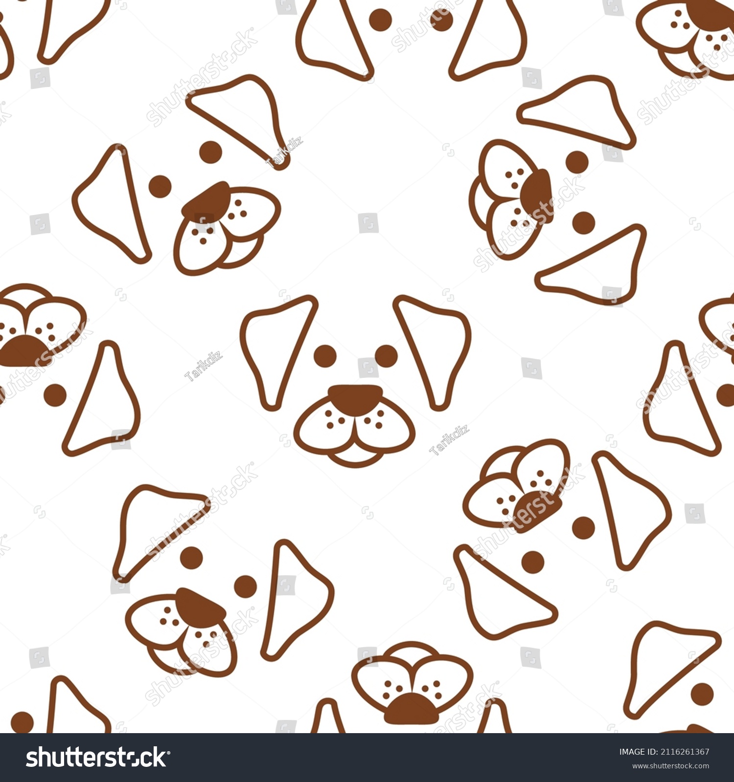 Cute Dog Head Outline Seamless Pattern Stock Vector (Royalty Free ...