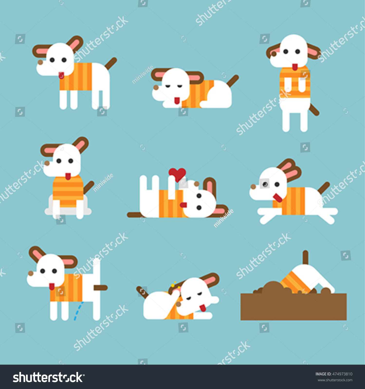 Cute Dog Play Vector Flat Illustration 스톡 벡터(로열티 프리) 474973810 ...