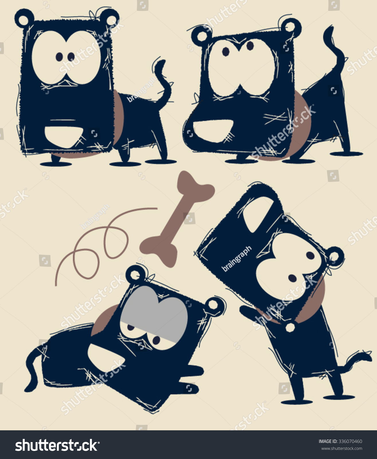 Cute Dogs Character Design Stock Vector (Royalty Free) 336070460