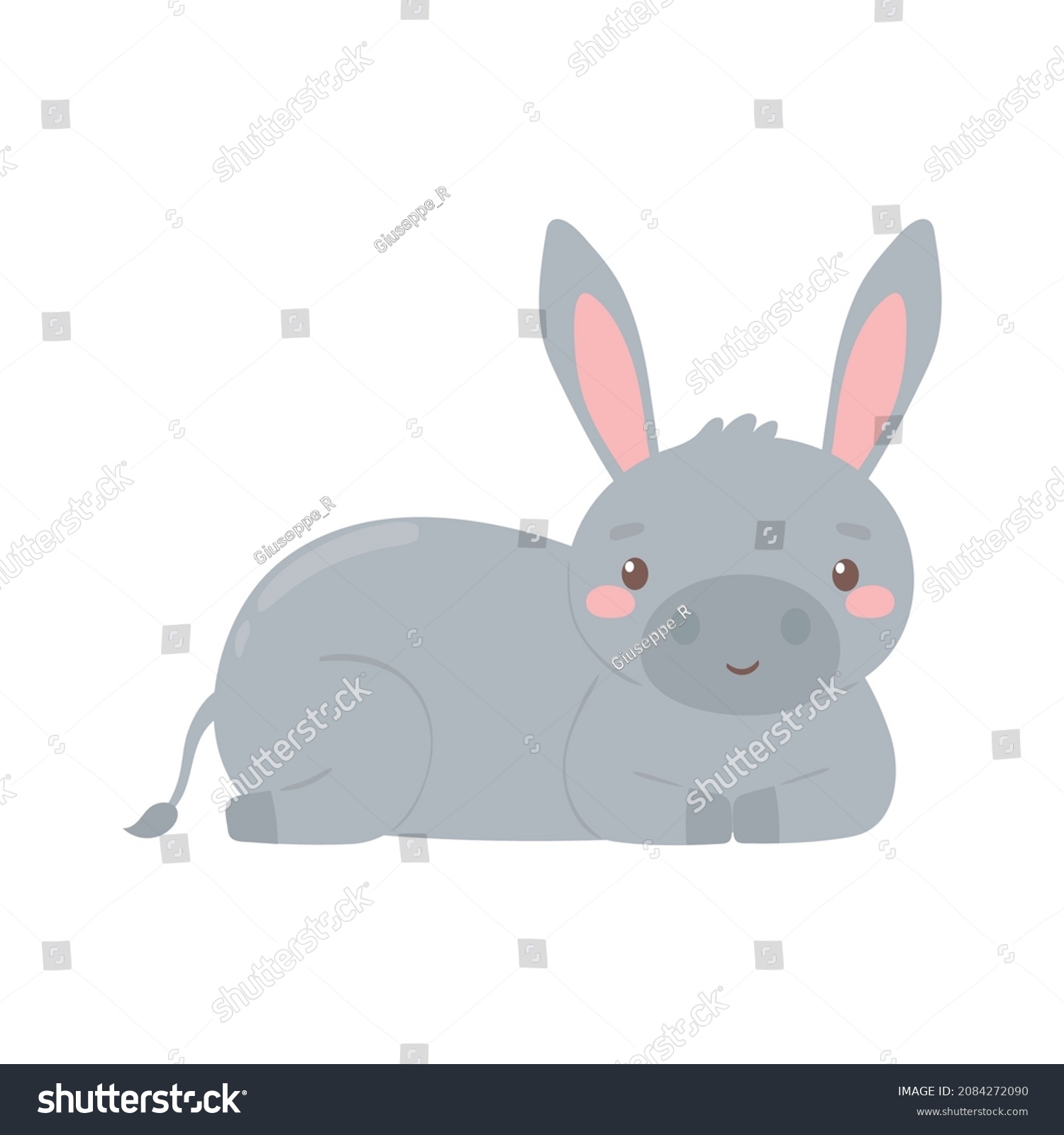 Cute Donkey Cartoon Icon Flat Stock Vector (Royalty Free) 2084272090 ...