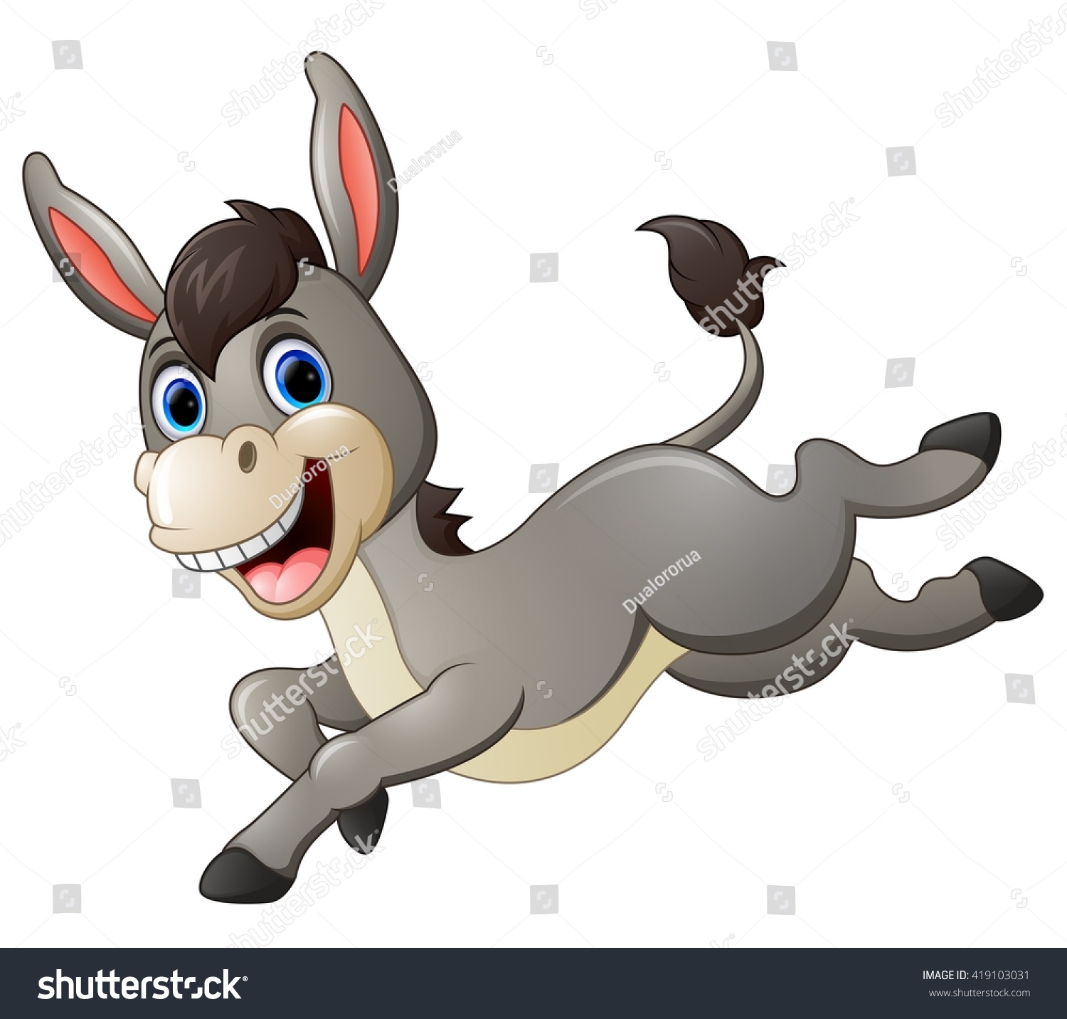 Cute Donkey Cartoon Running Stock Vector (Royalty Free) 419103031