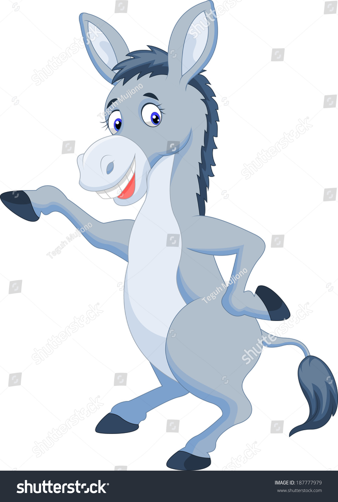Cute Donkey Cartoon Waving Hand Stock Vector (Royalty Free) 187777979