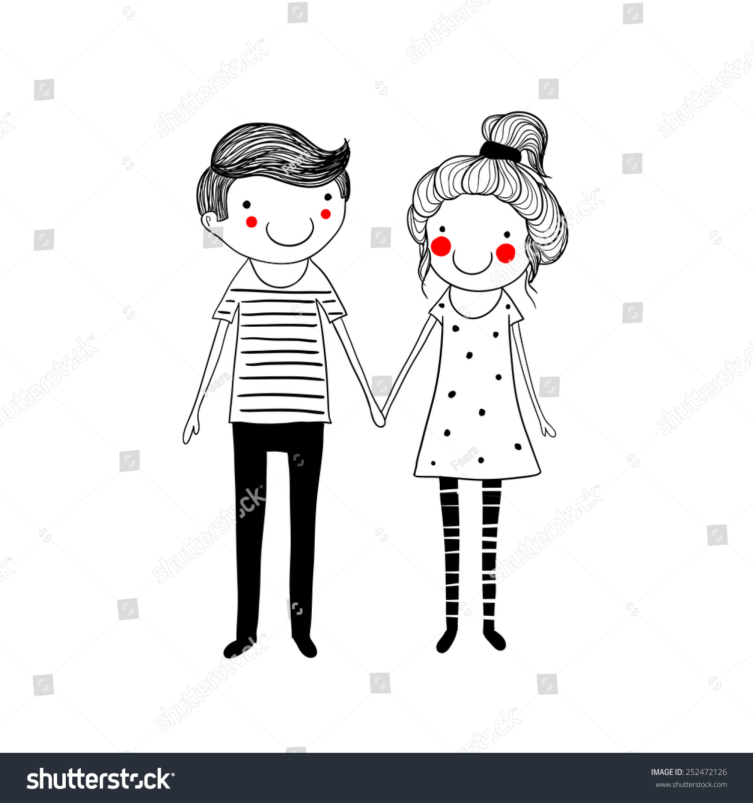 Cute Doodle Couple Stock Vector (Royalty Free) 252472126