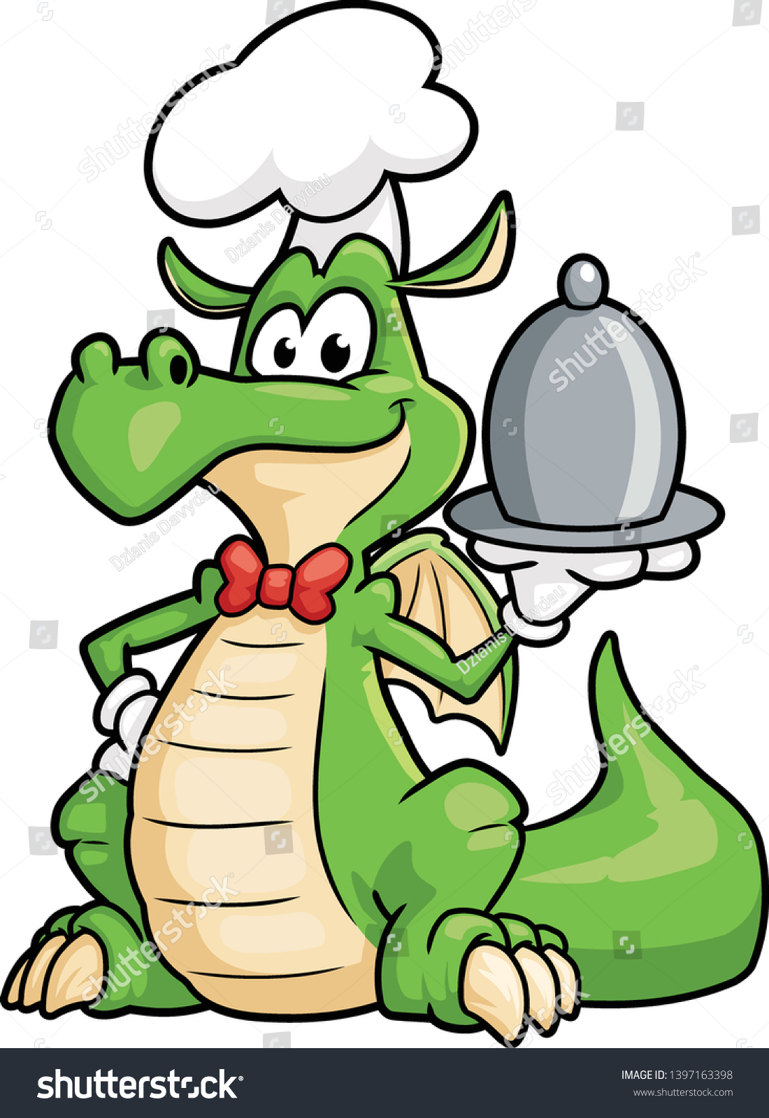 Cute Dragon Chef Vector Illustration Stock Vector (Royalty Free ...