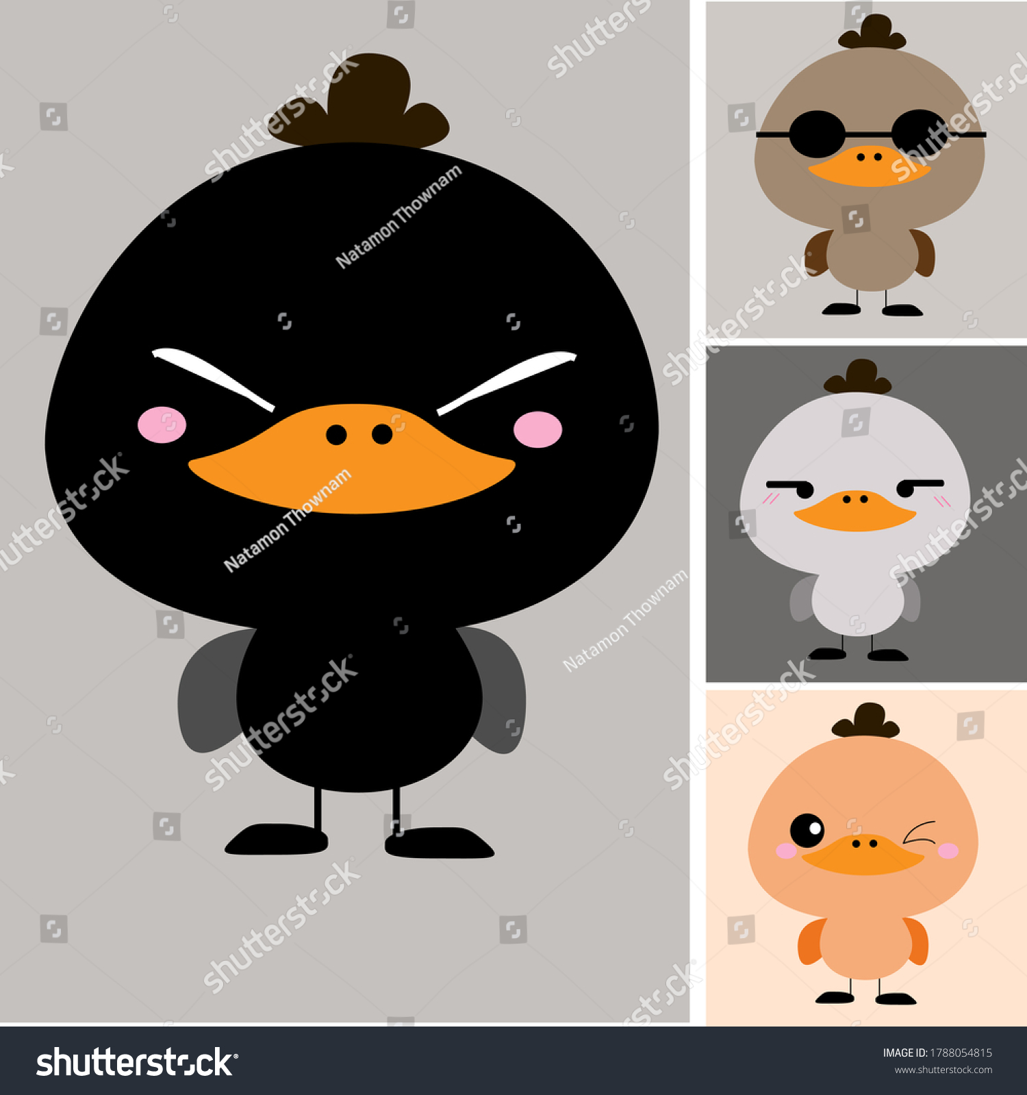 Cute Duck Cartoon Vector Set Stock Vector (Royalty Free) 1788054815 ...