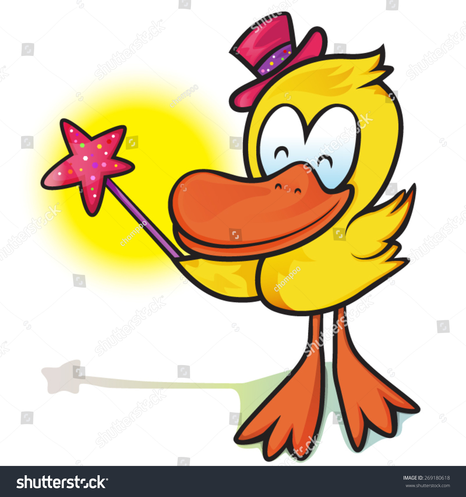 Cute Duck Holding Magic Wand Vector Stock Vector (Royalty Free) 269180618