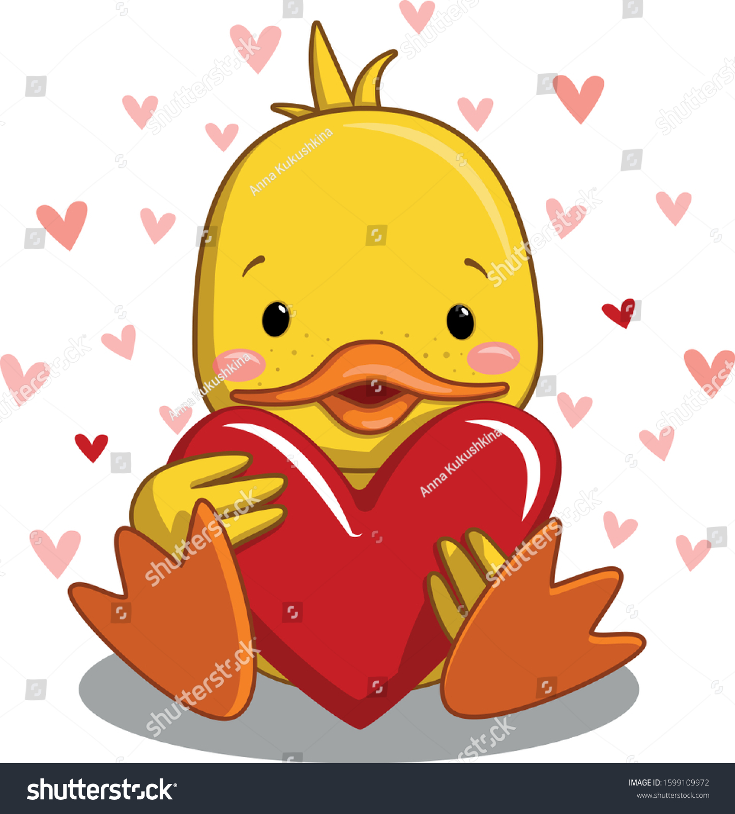 Cute Duck Heart Vector Stock Vector (Royalty Free) 1599109972