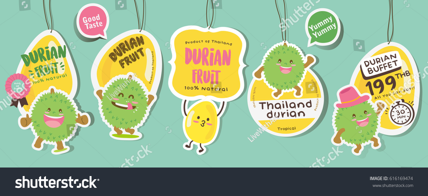 Cute Durian Vector Durian Vector Packaging Stock-vektor (royaltyfri ...
