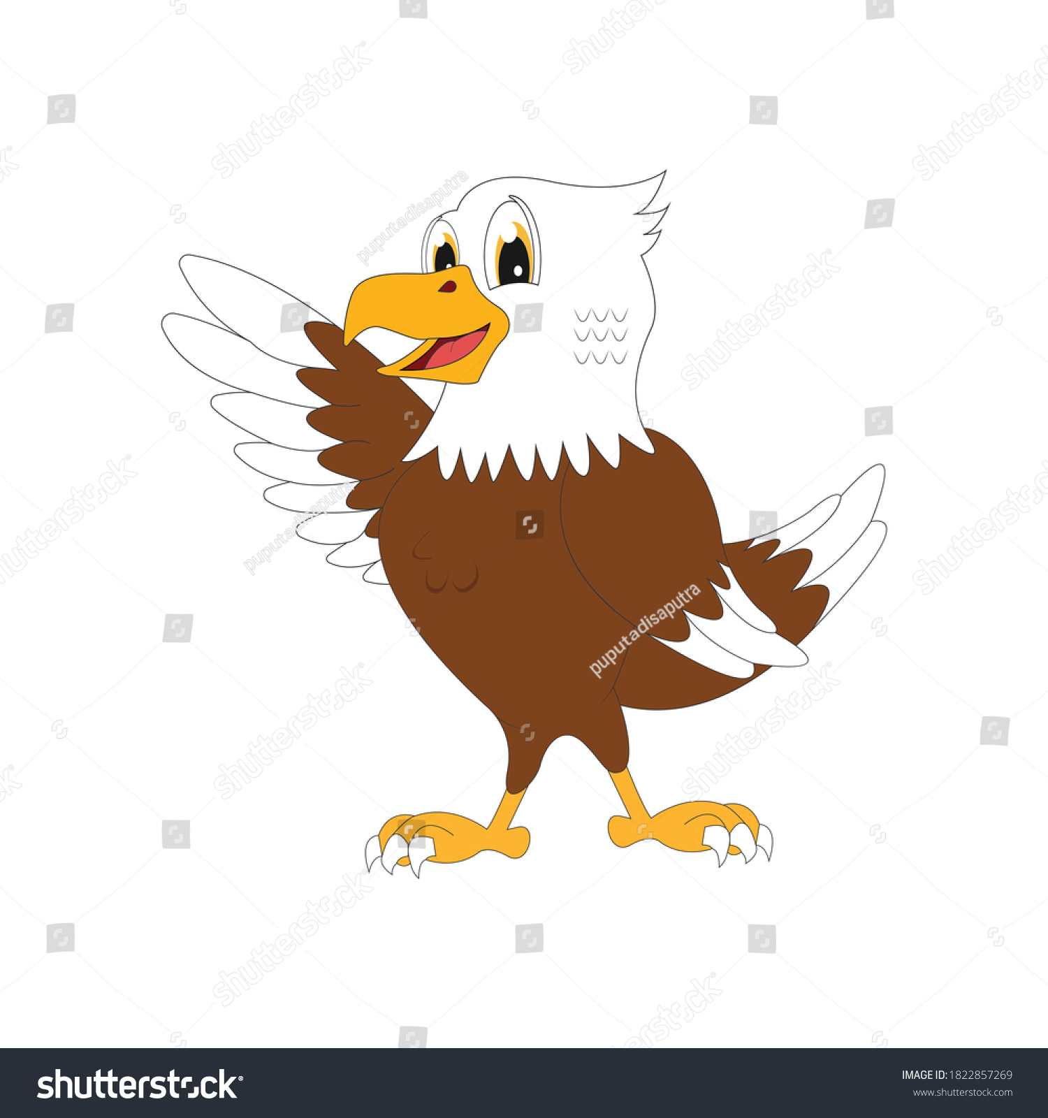 Cute Eagle Bird Cartoon Simple Vector Stock Vector (Royalty Free ...