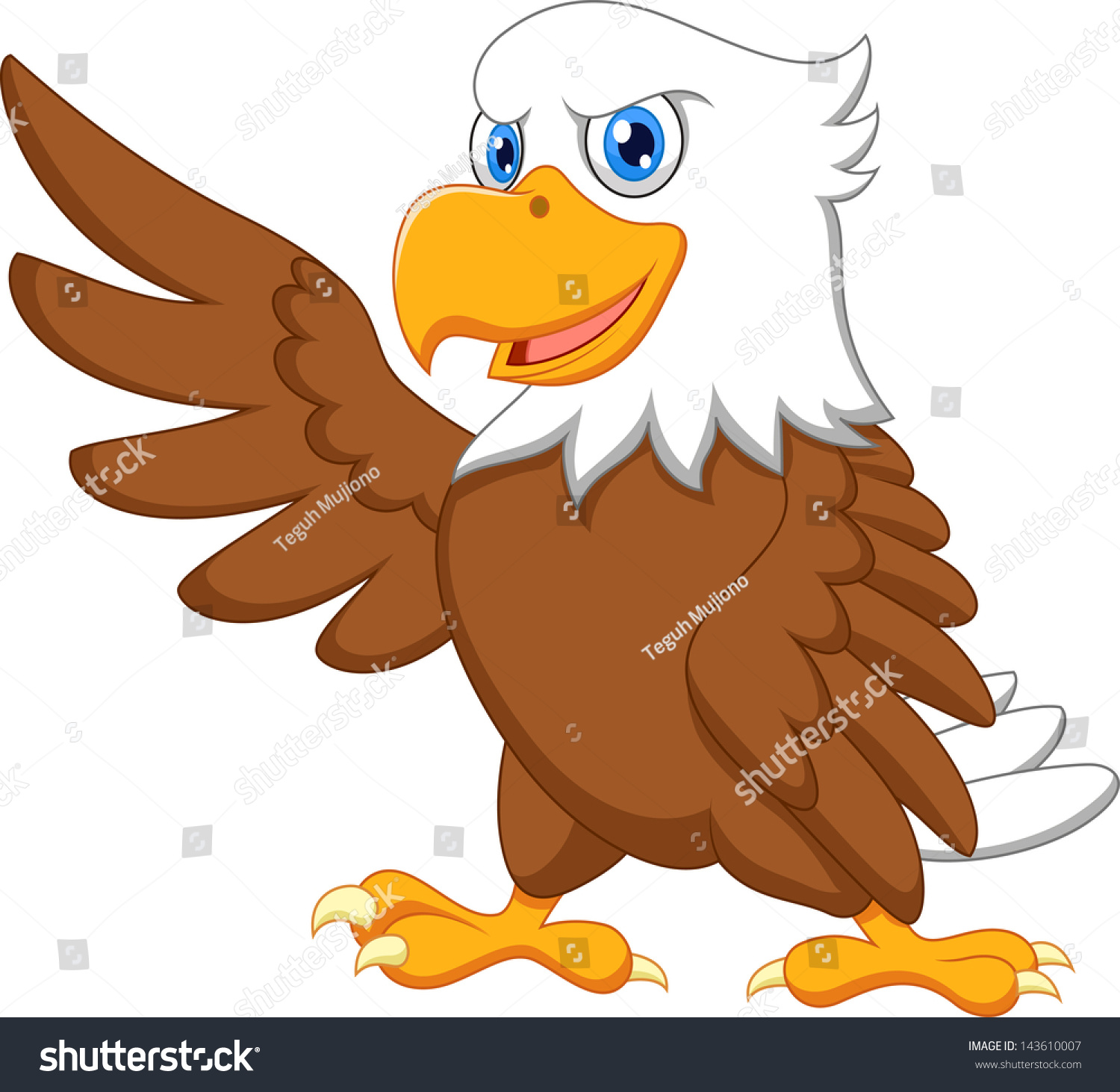 Cute Eagle Cartoon Waving Stock Vector 143610007 - Shutterstock